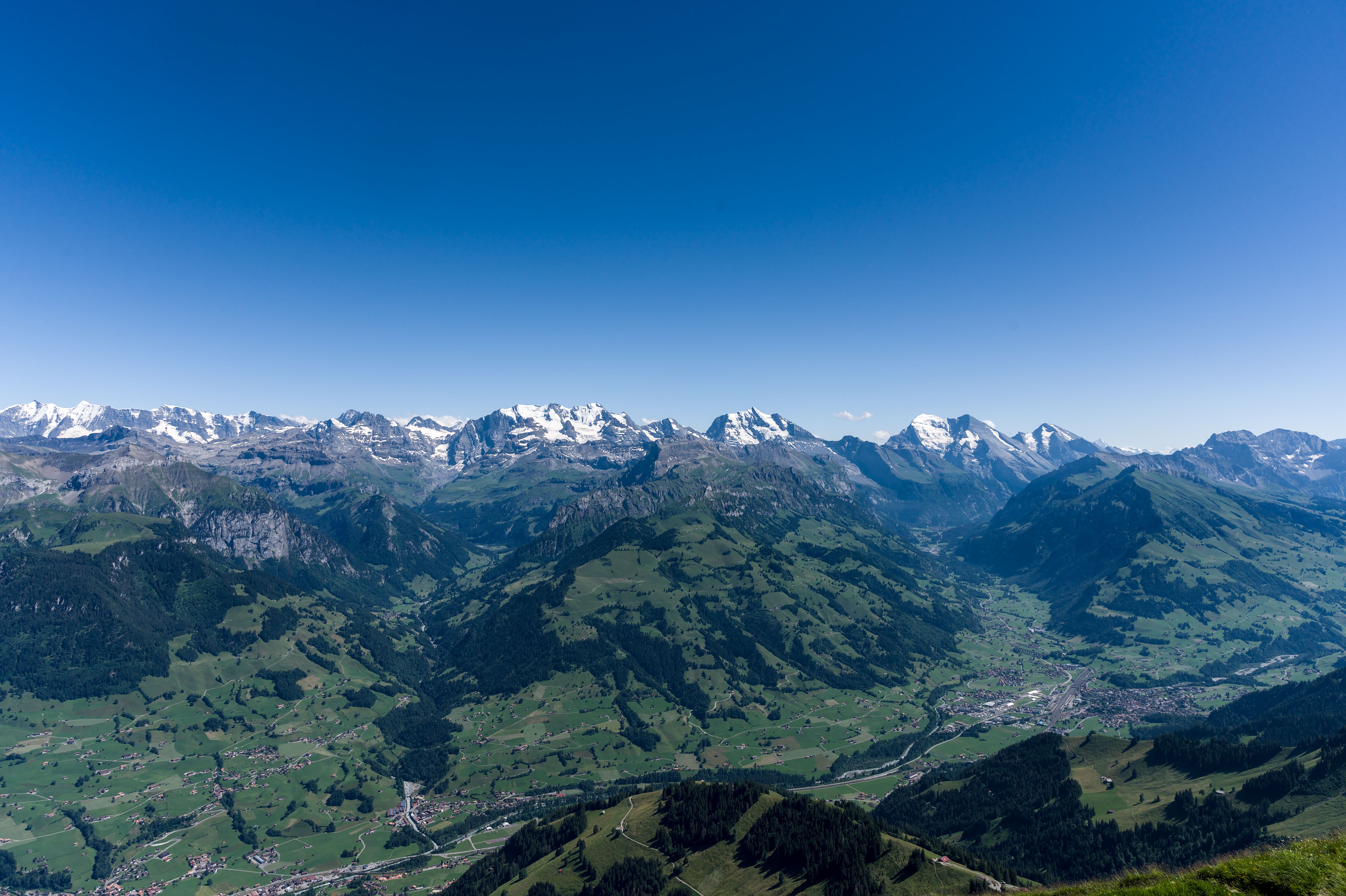 Panoramic View of Swiss Alps from Niesen Summit · Free Stock Photo