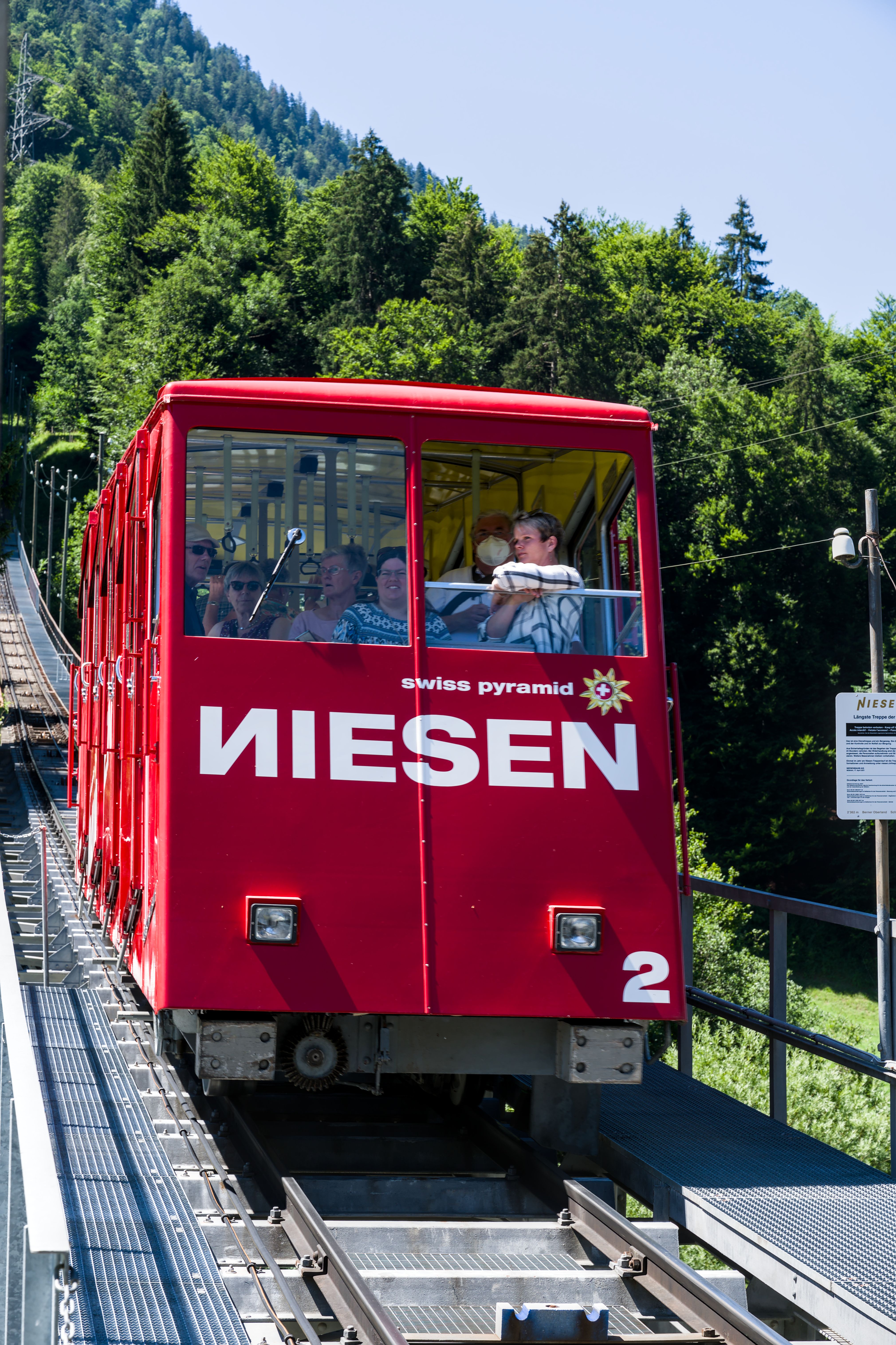 Red Funicular on Niesen Mountain in Switzerland · Free Stock Photo
