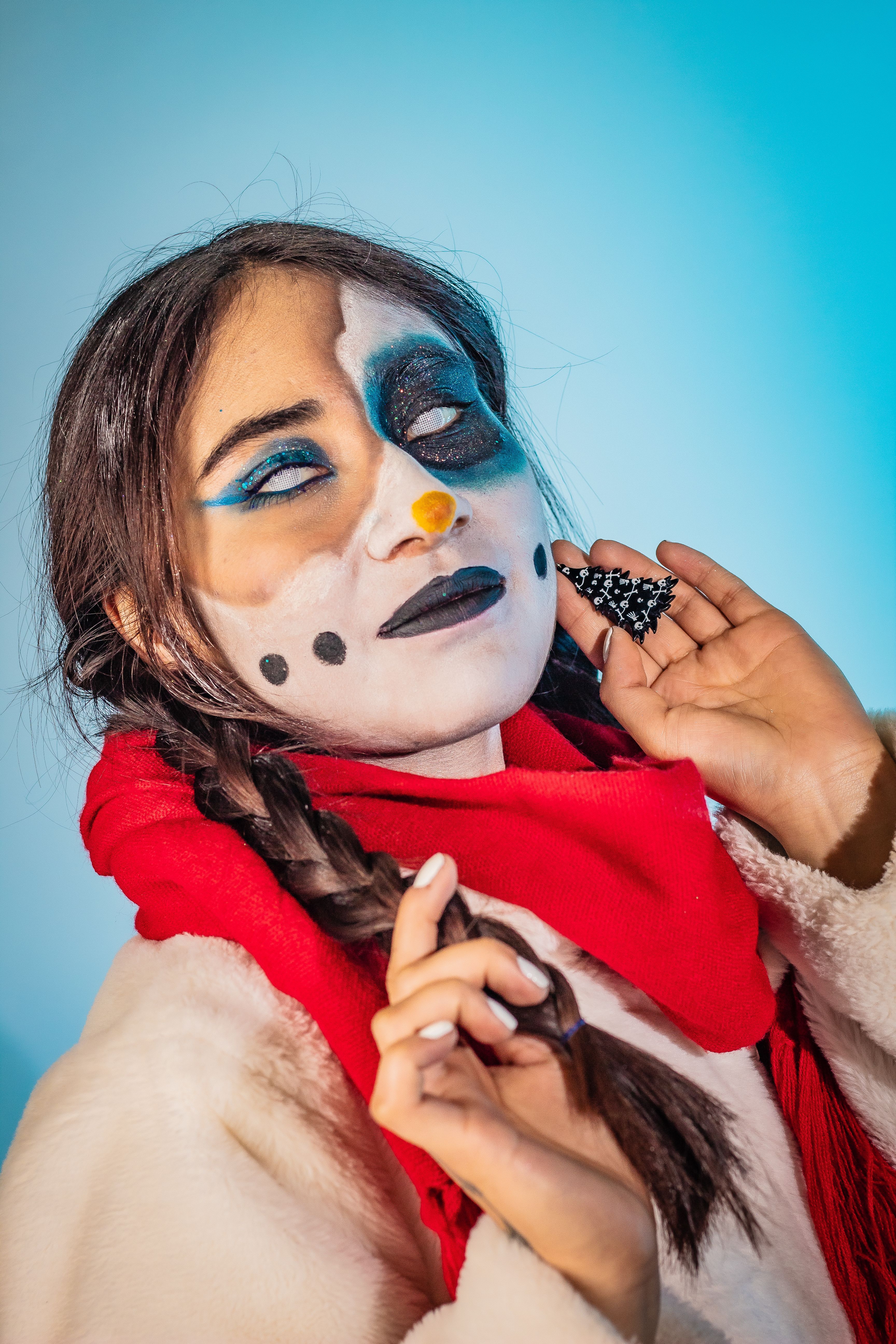 Colorful Snowman Face Makeup in Ciudad de México · Free Stock Photo
