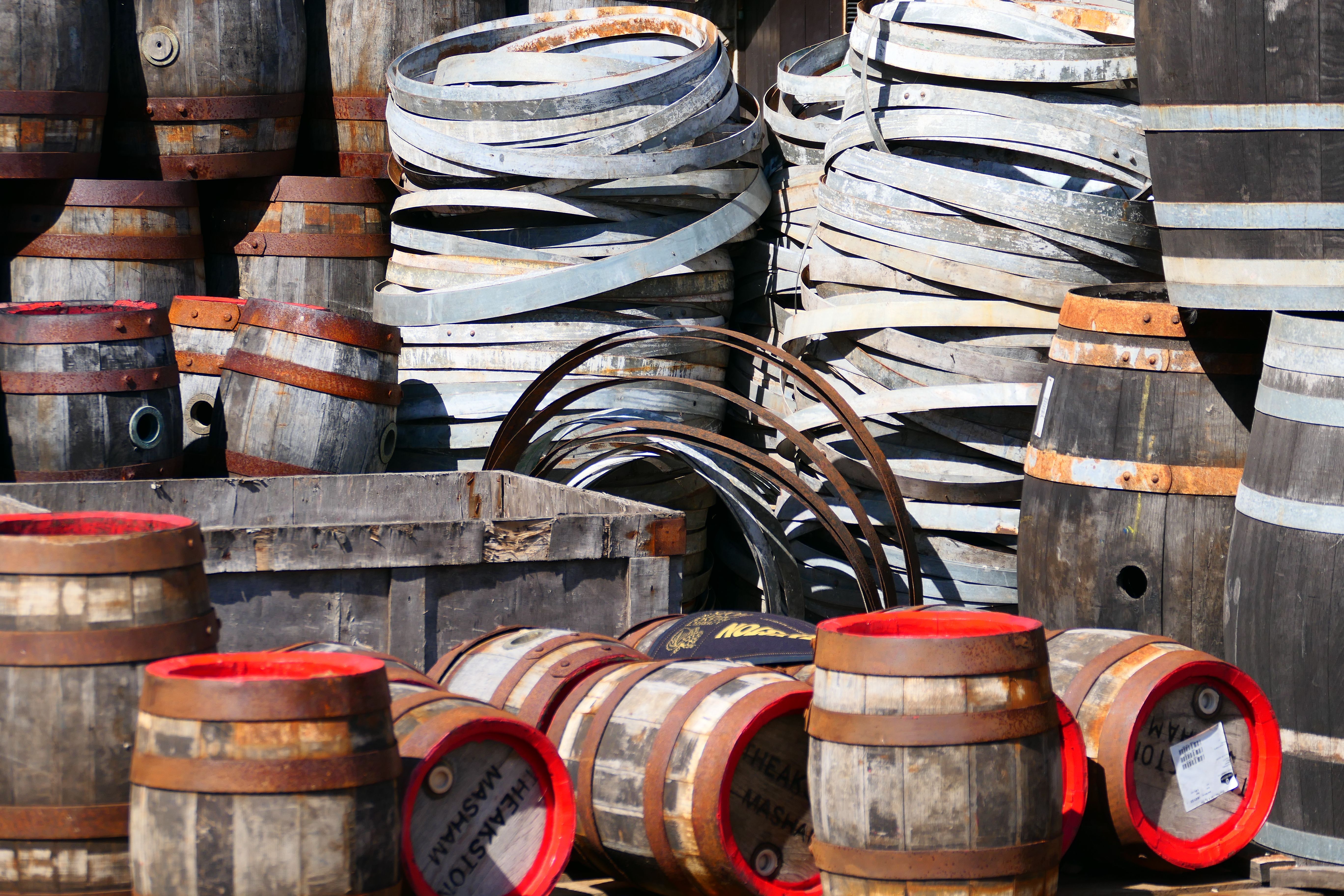Wooden Barrels and Casks in Brewery Yard · Free Stock Photo