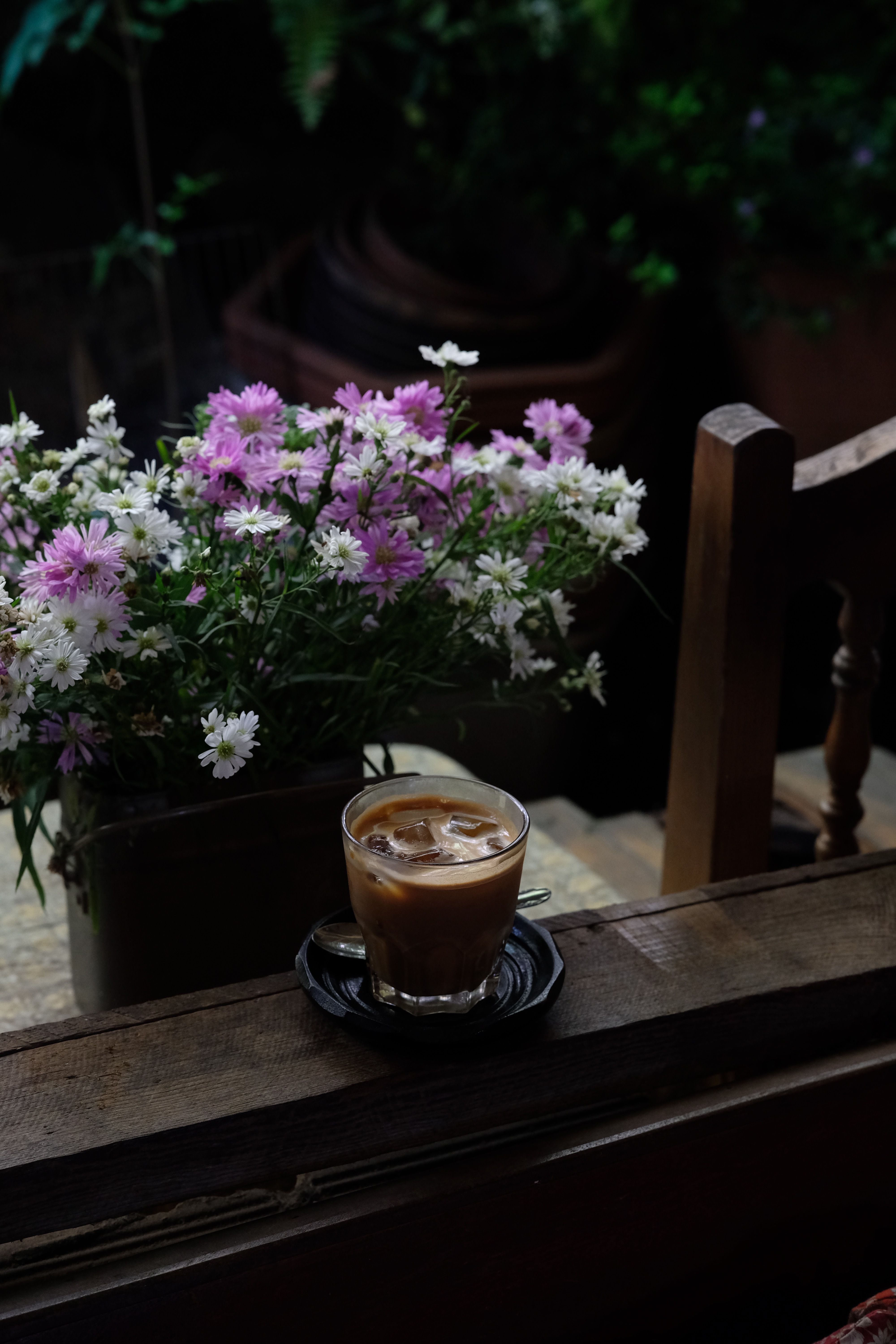 Chilled Coffee in Rustic Cafe Setting · Free Stock Photo
