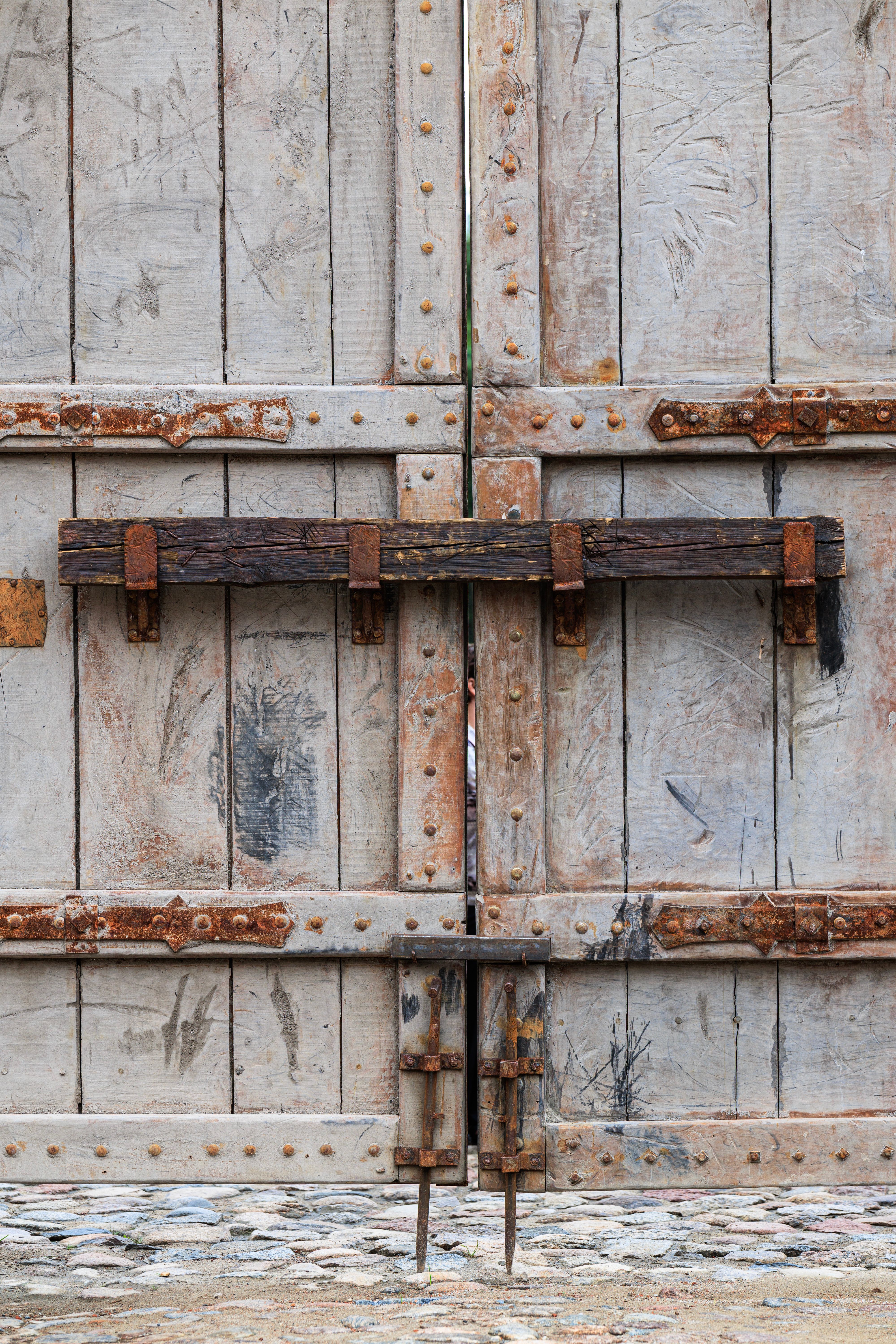 Rustic Wooden Gate with Metal Lock · Free Stock Photo