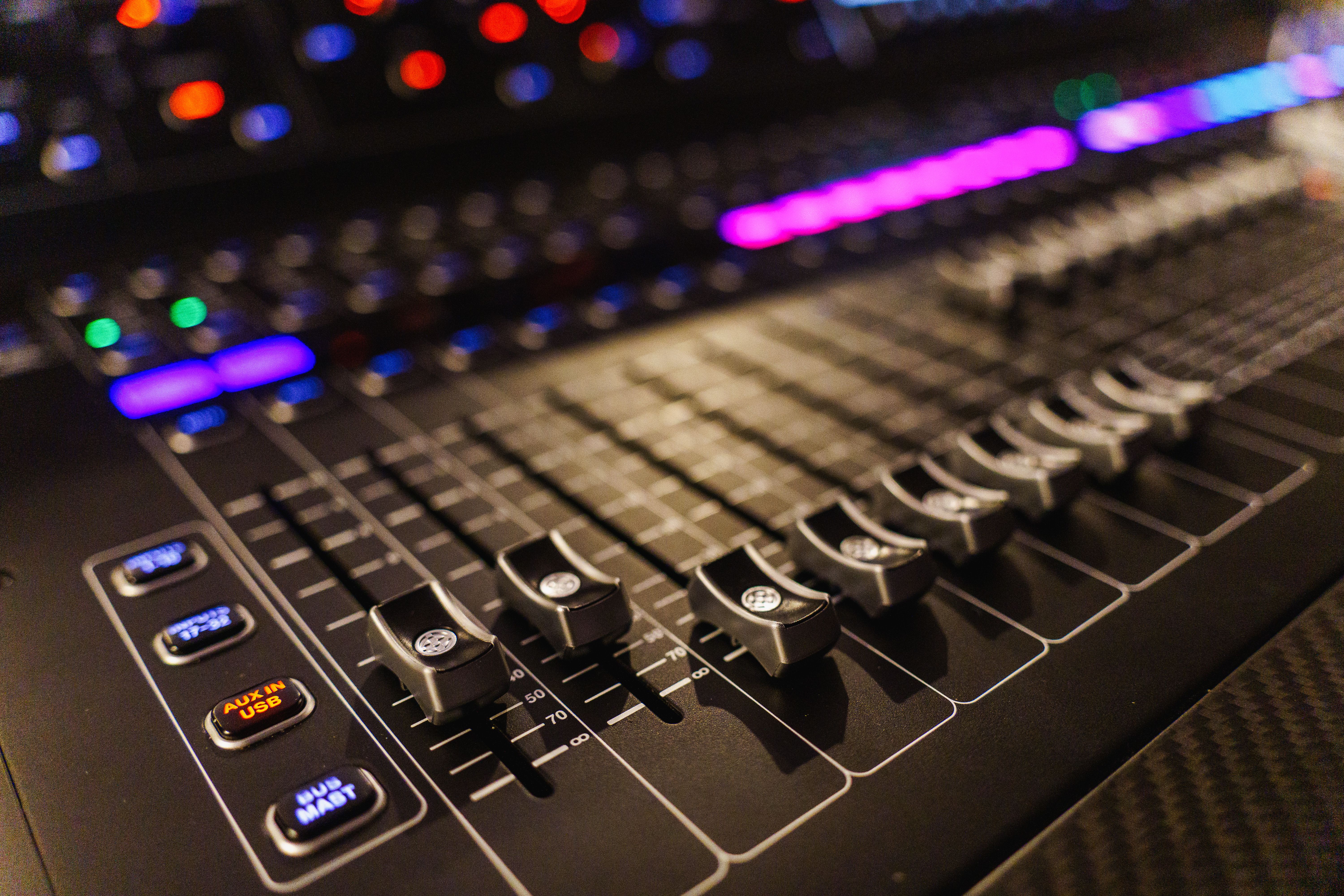 Close-up of Professional Audio Mixing Console · Free Stock Photo