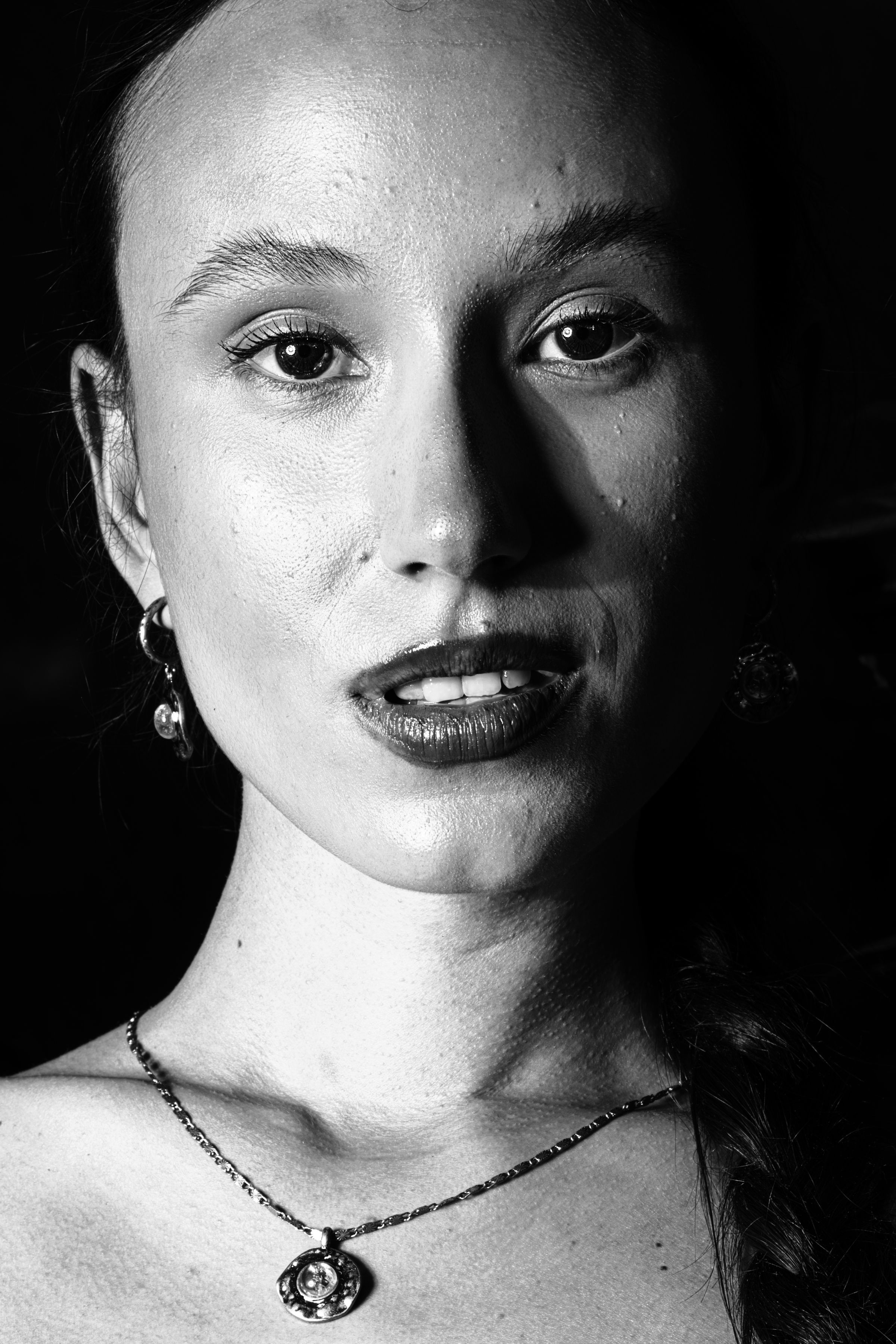 High Contrast Black and White Portrait of a Woman · Free Stock Photo