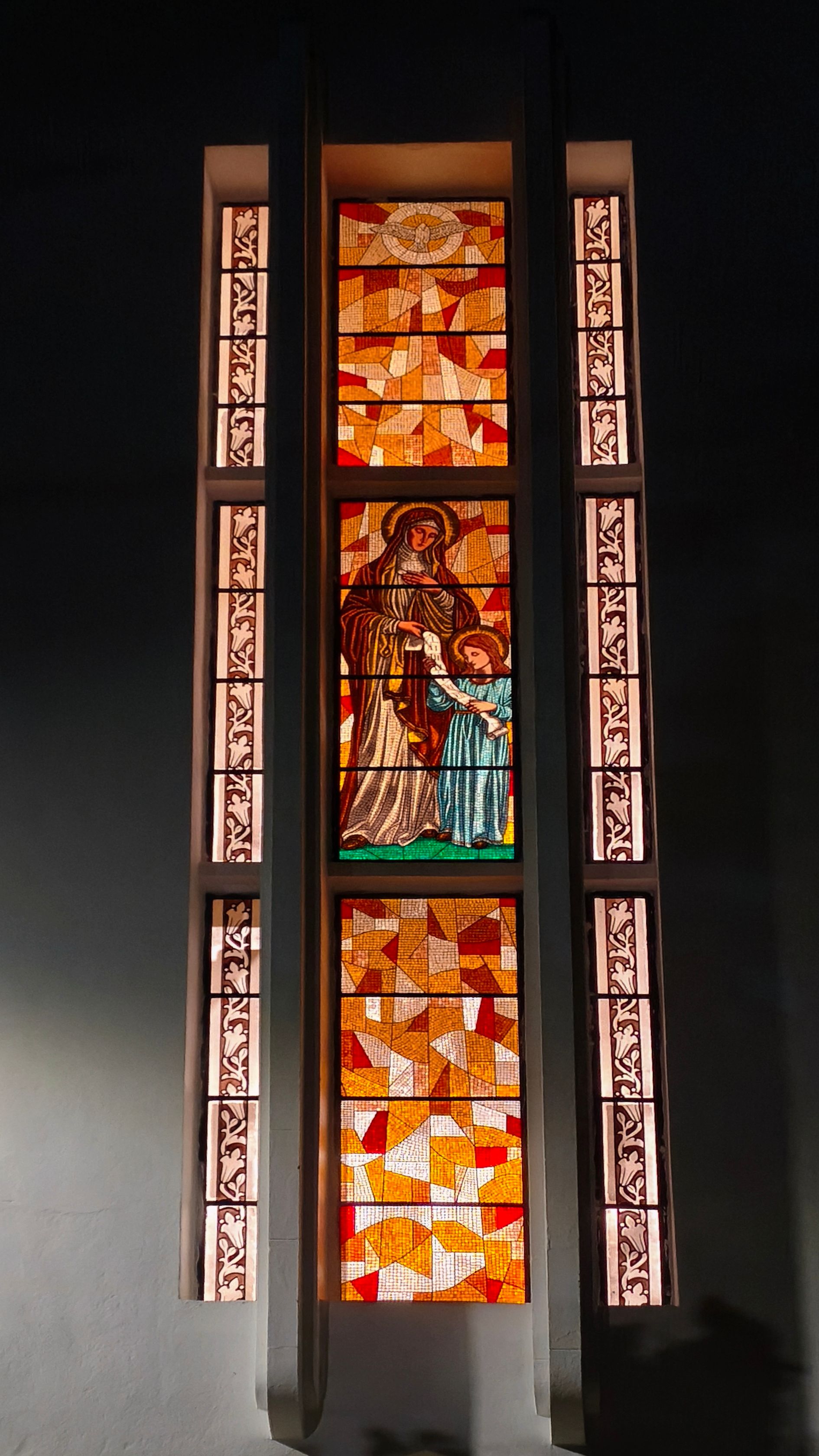 Colorful Stained Glass Window with Religious Scene · Free Stock Photo