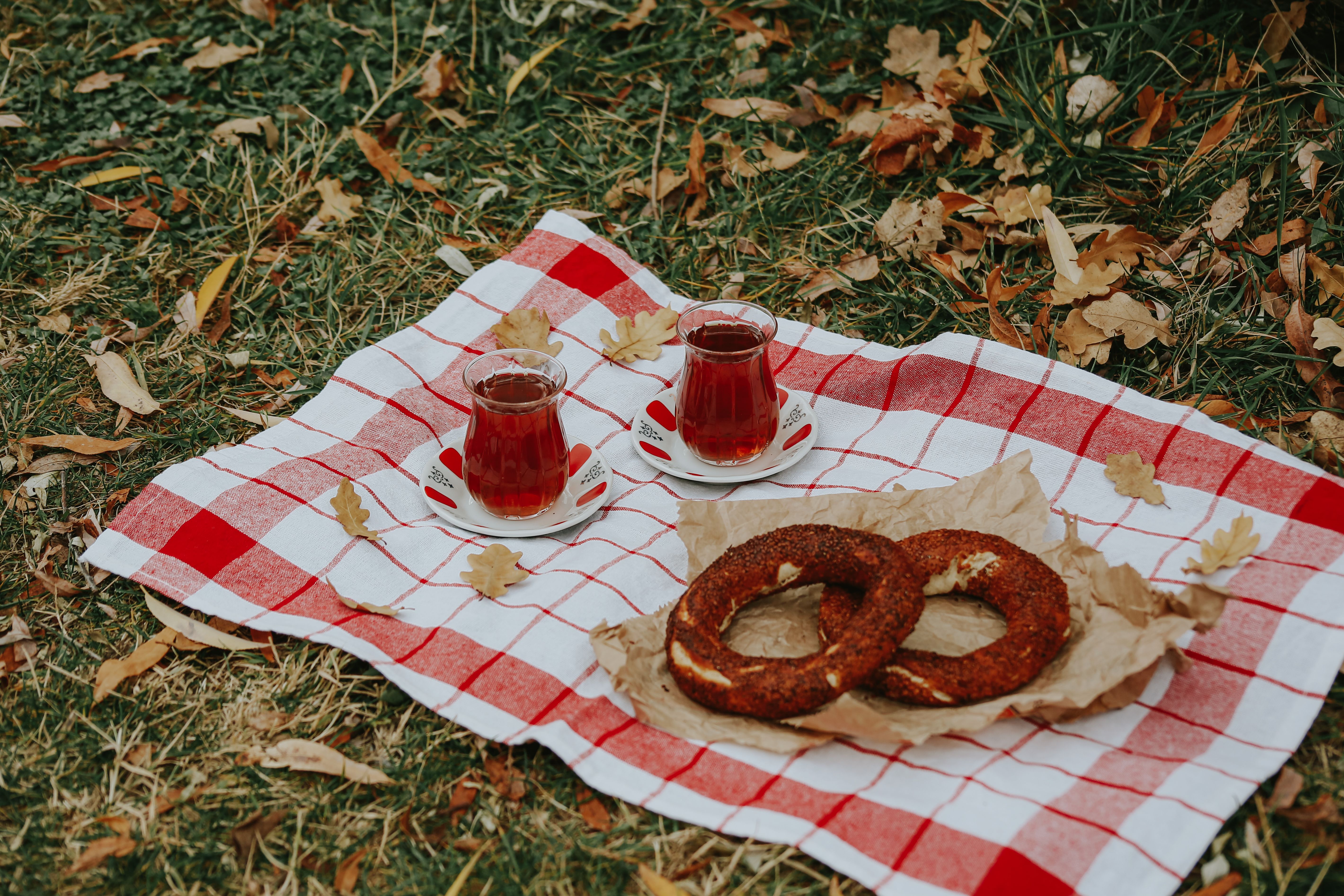 Autumn Picnic with Turkish Tea and Simit · Free Stock Photo
