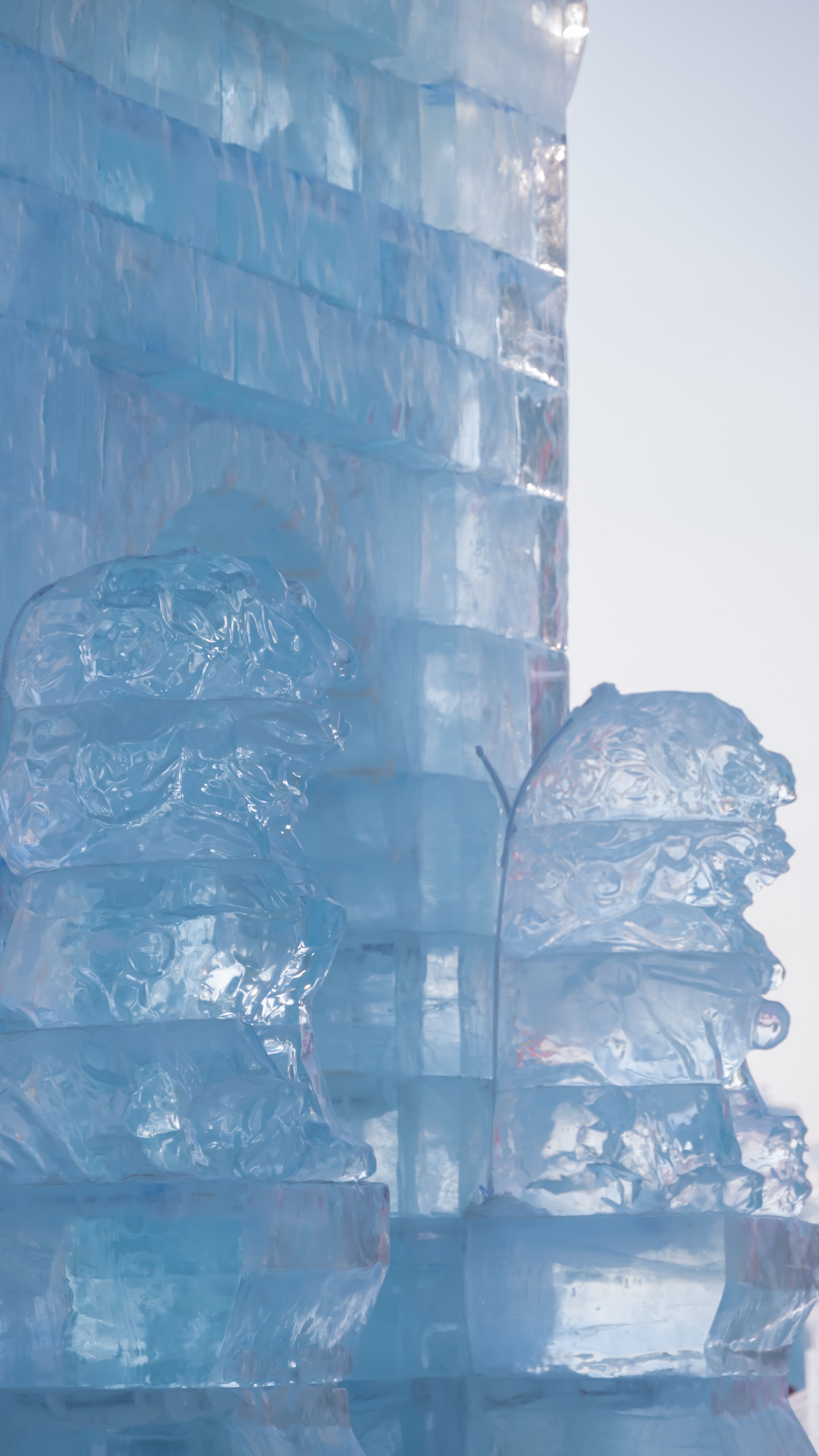 Tall Ice Sculpture Tower in Winter Sunlight · Free Stock Photo
