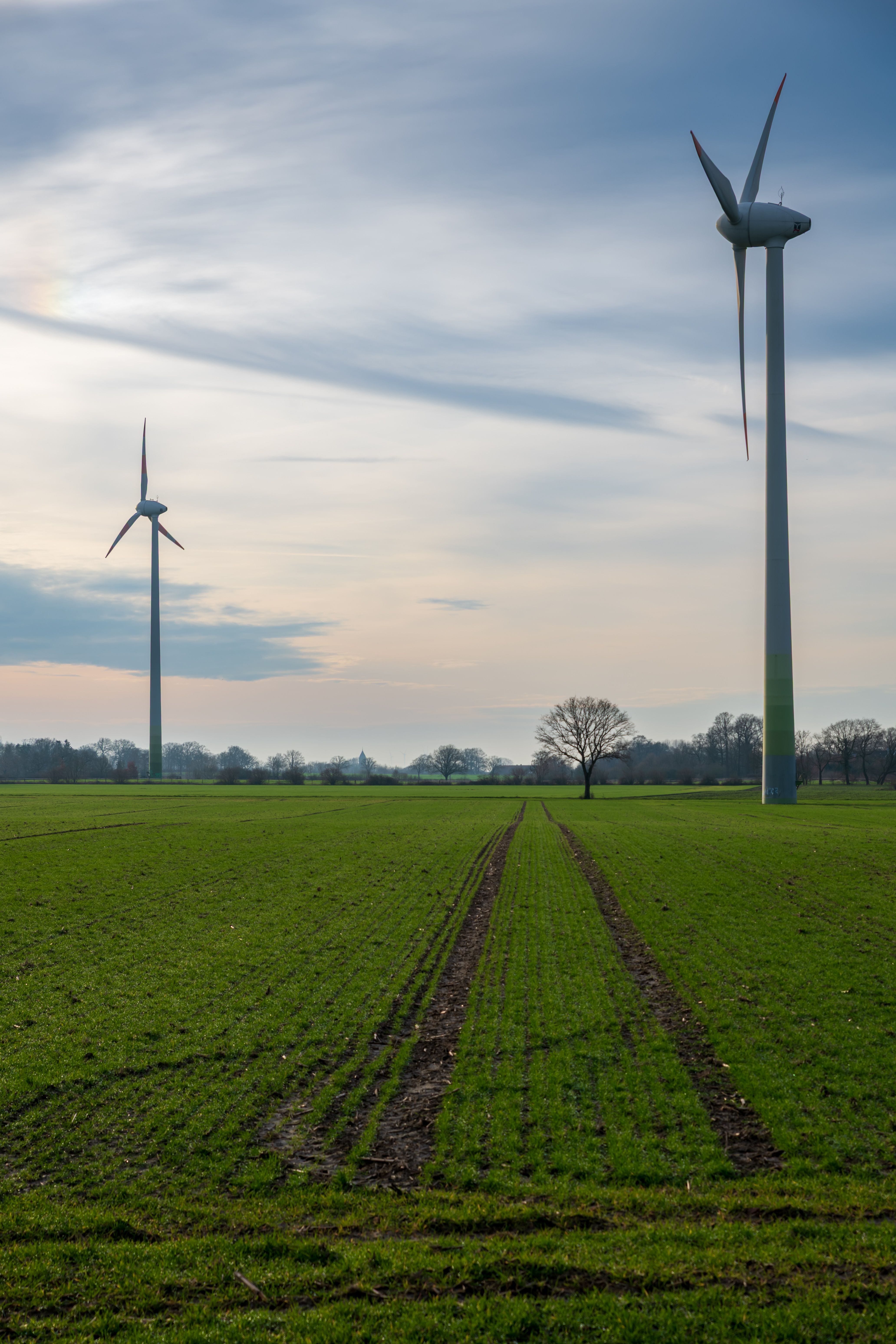 Wind Farm on Green Grass Pastures · Free Stock Photo