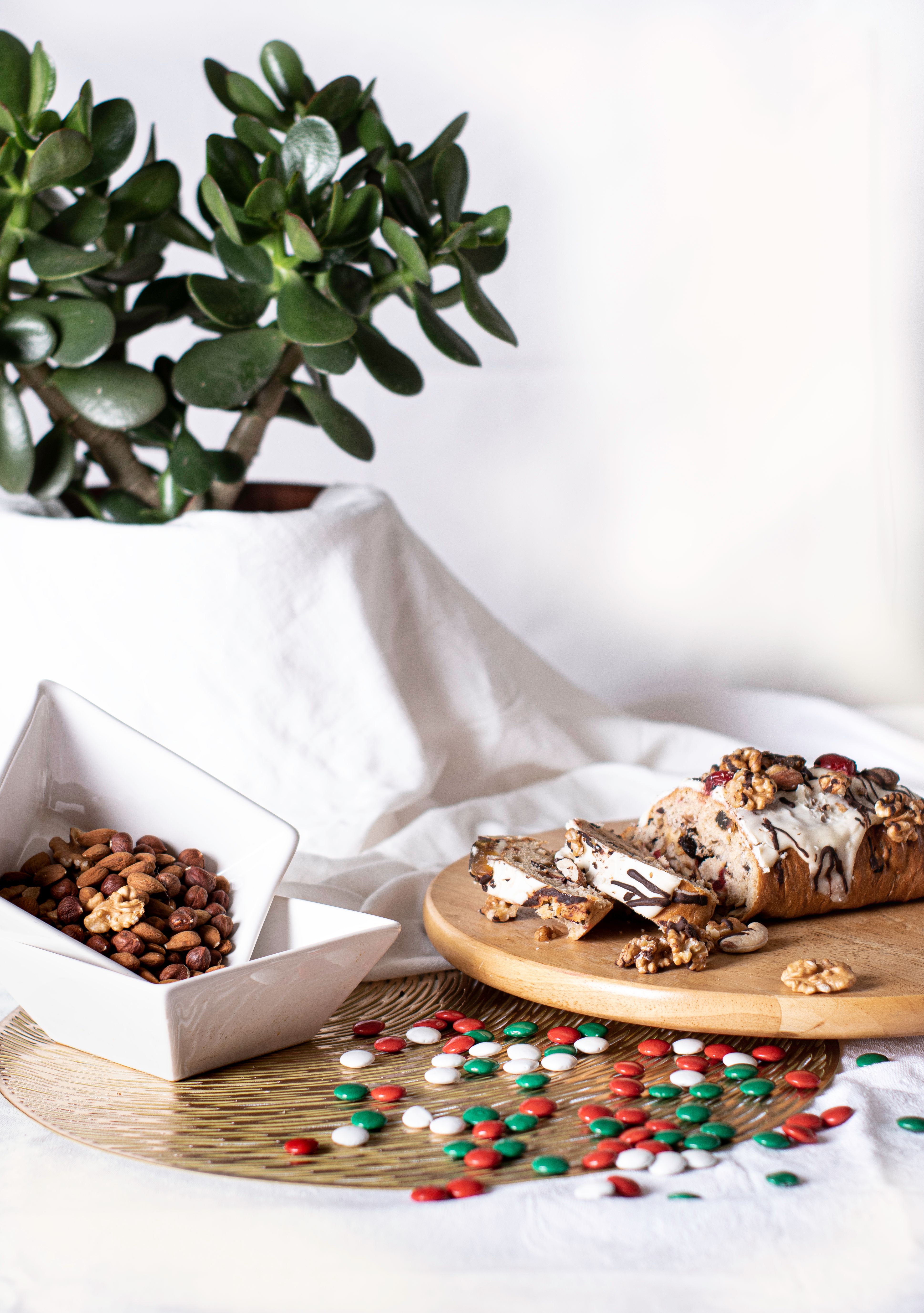 Festive Dessert with Nuts and Candy Display · Free Stock Photo