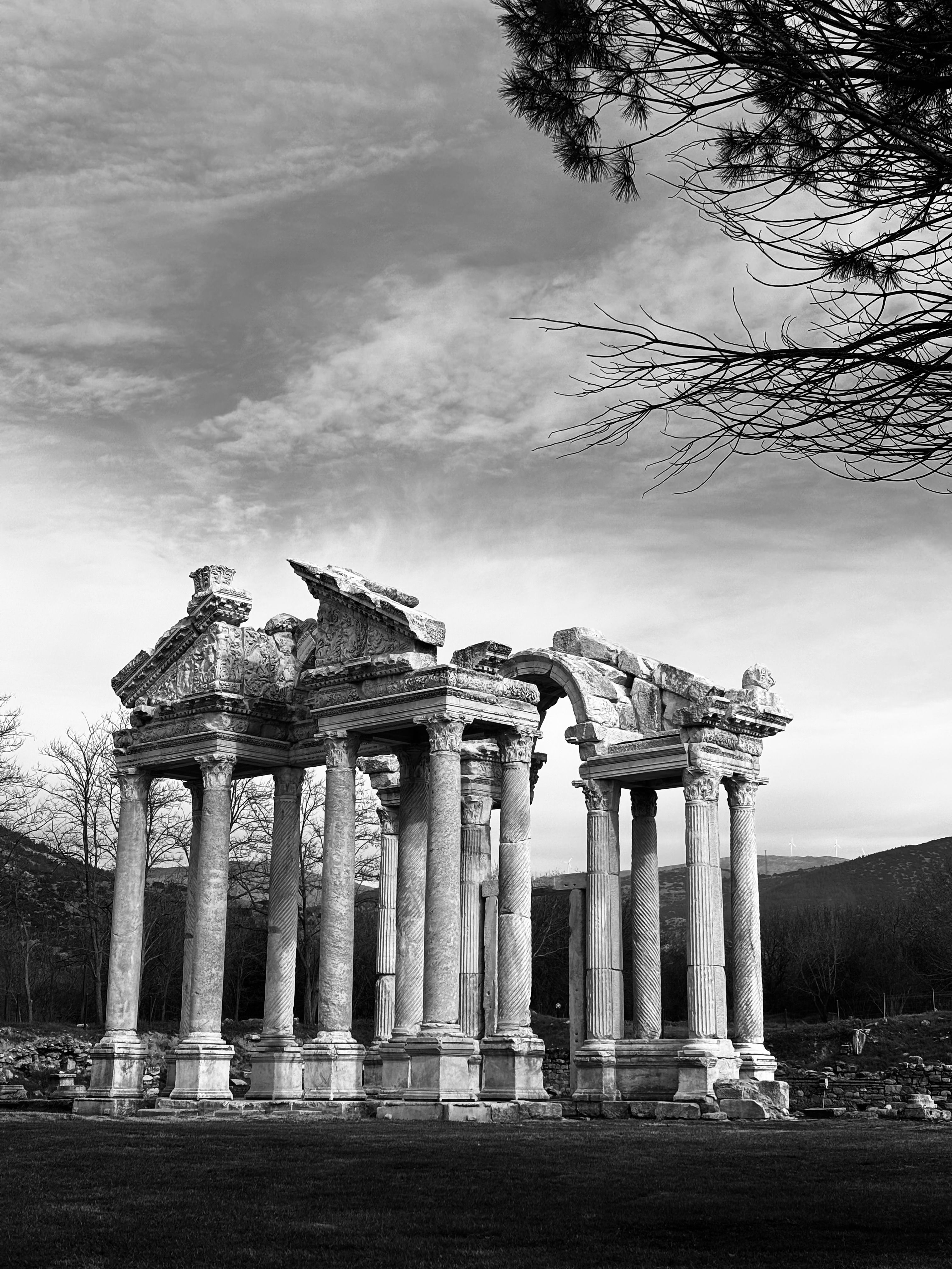 Ancient Temple Ruins in Black and White · Free Stock Photo
