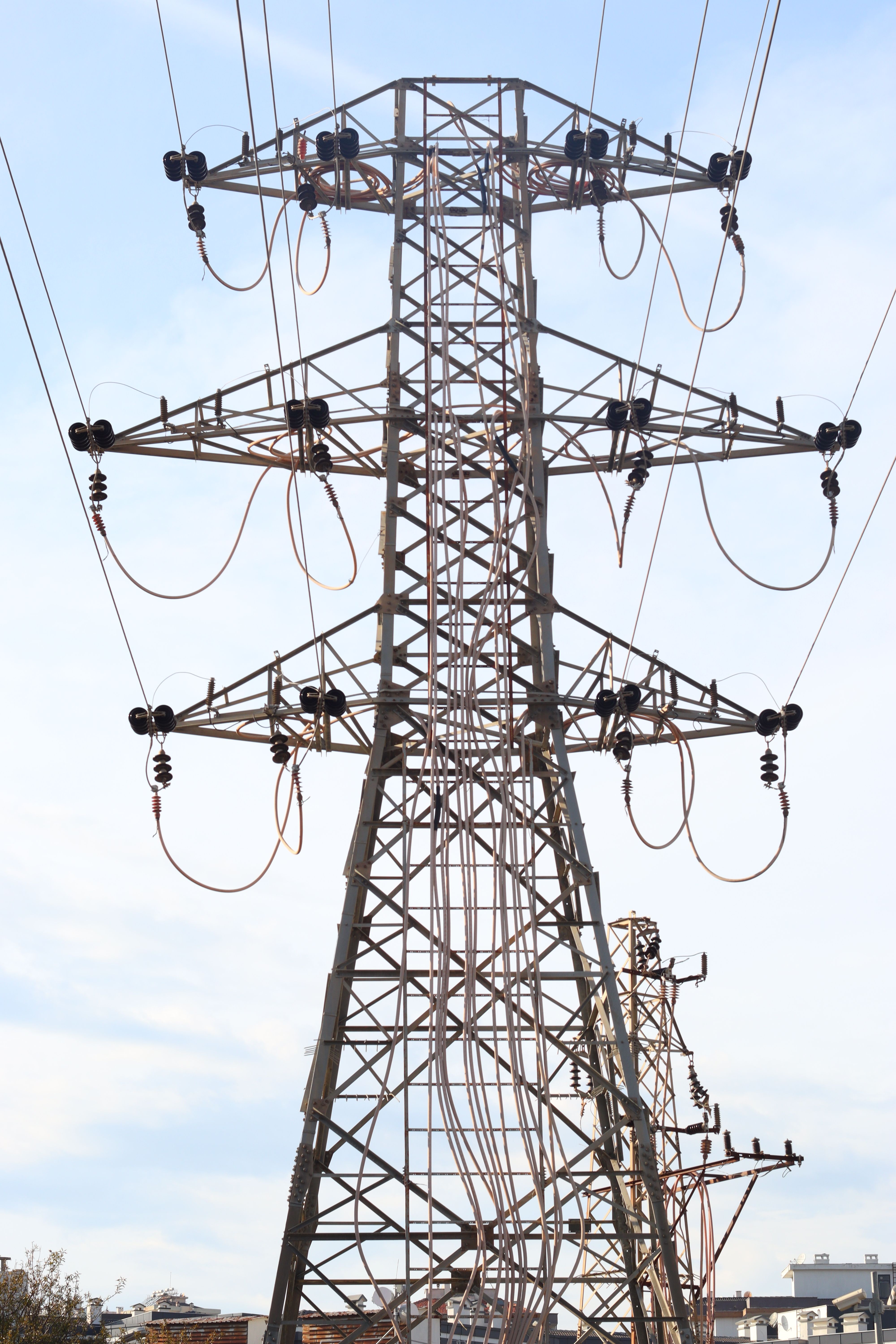 High Voltage Transmission Tower Against Blue Sky · Free Stock Photo