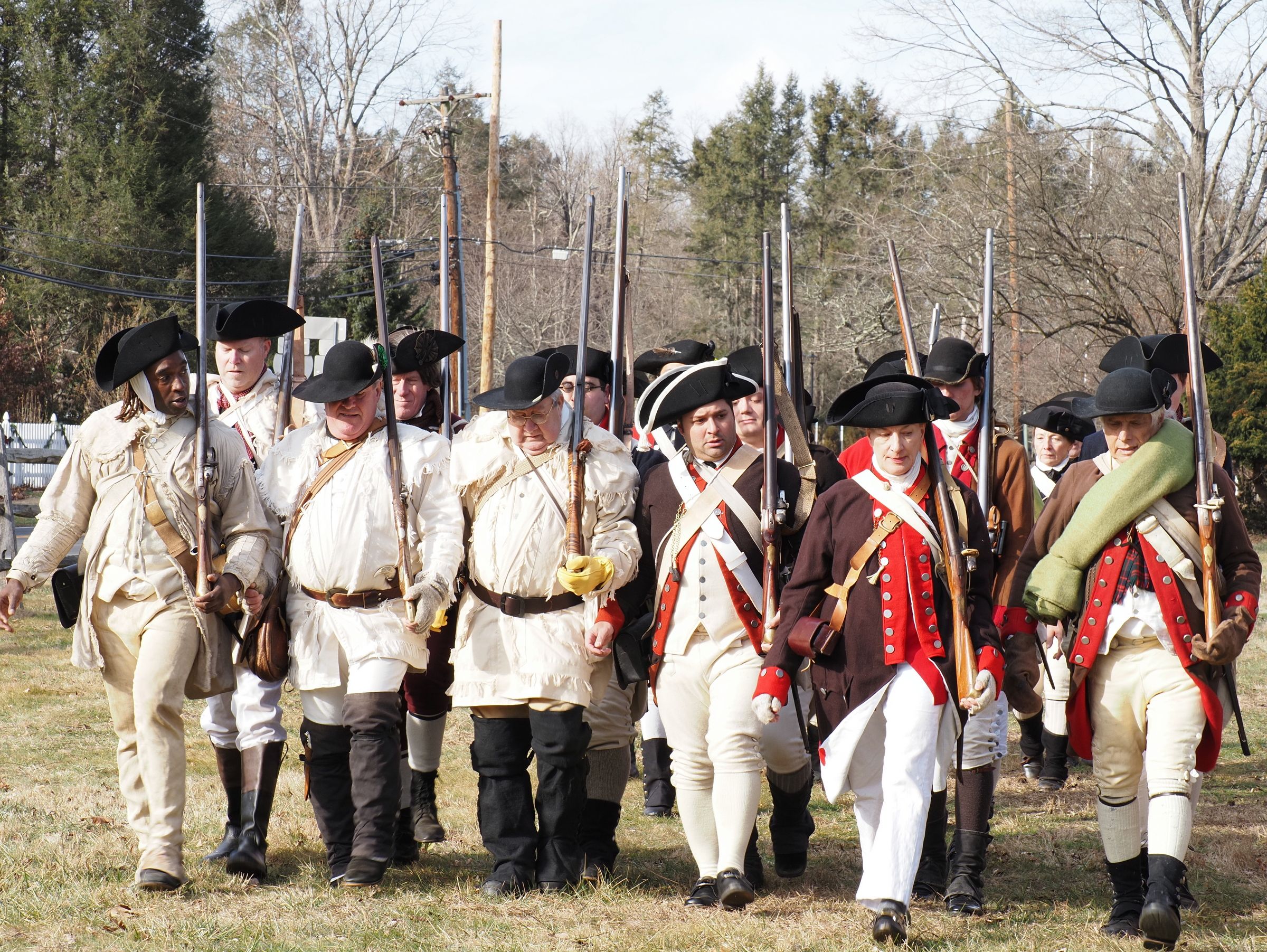 Reenactment of Revolutionary War Soldiers Marching · Free Stock Photo