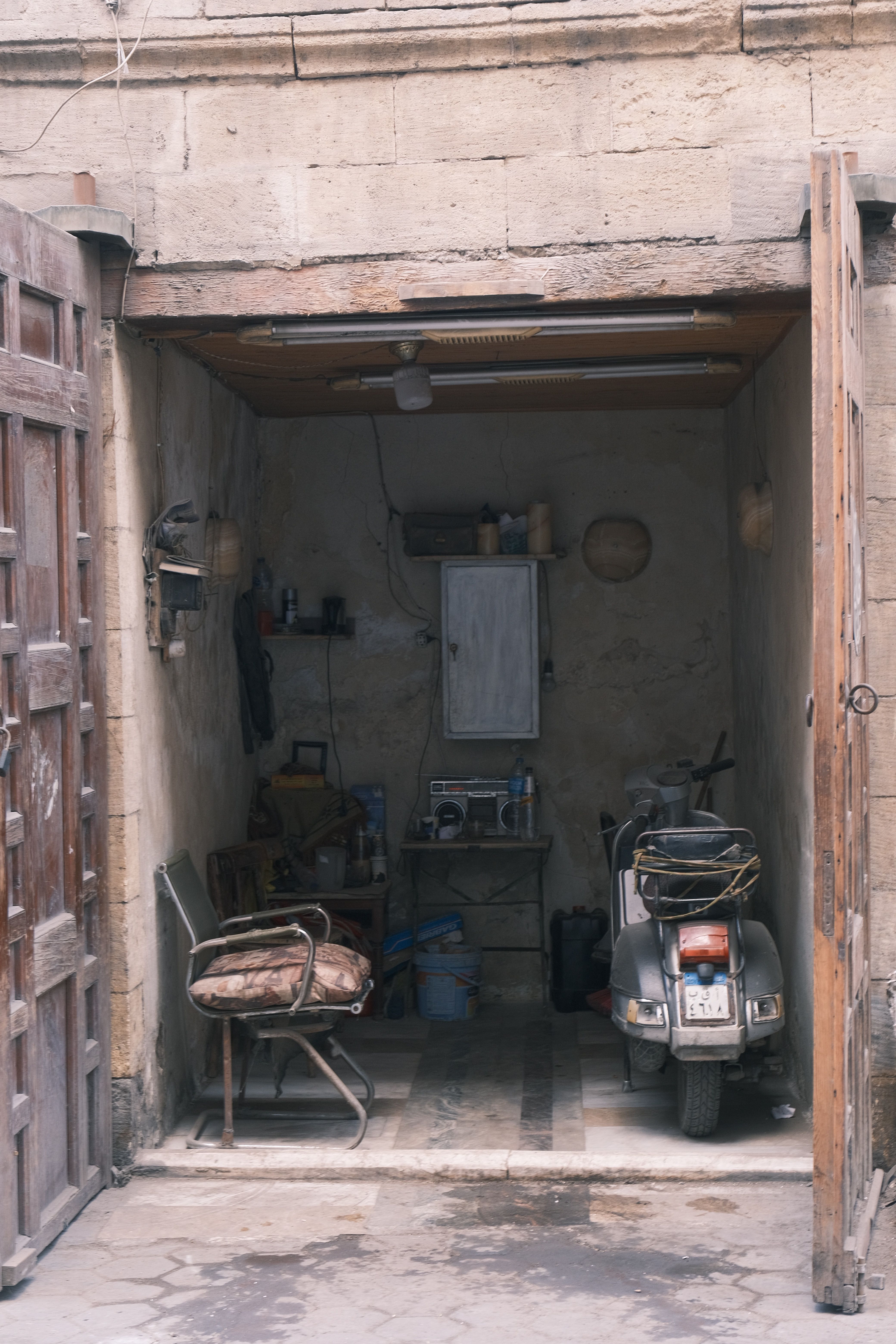 Vintage Workshop with a Retro Scooter · Free Stock Photo