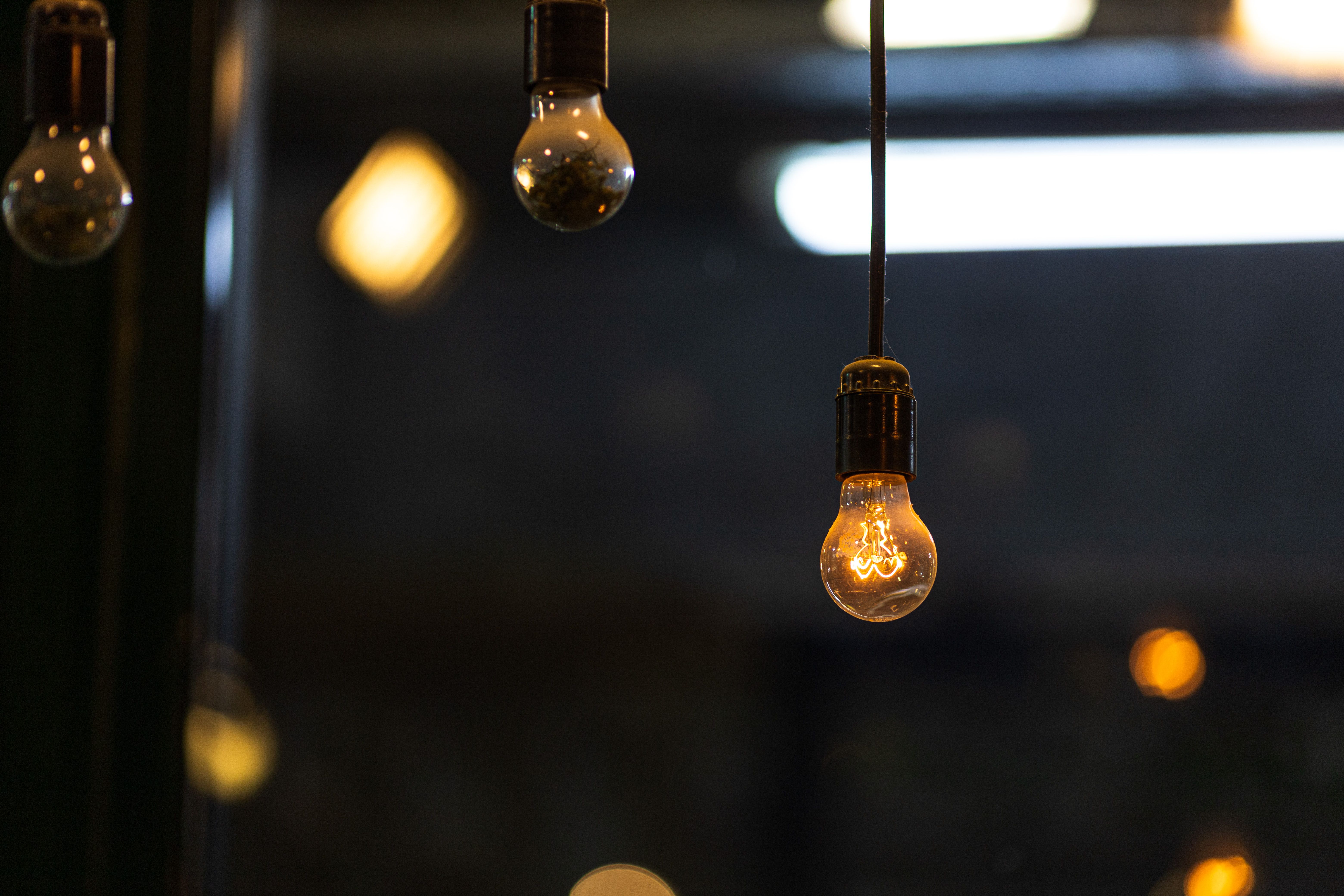 Lighted Light Bulb in Selective-focus Photography · Free Stock Photo
