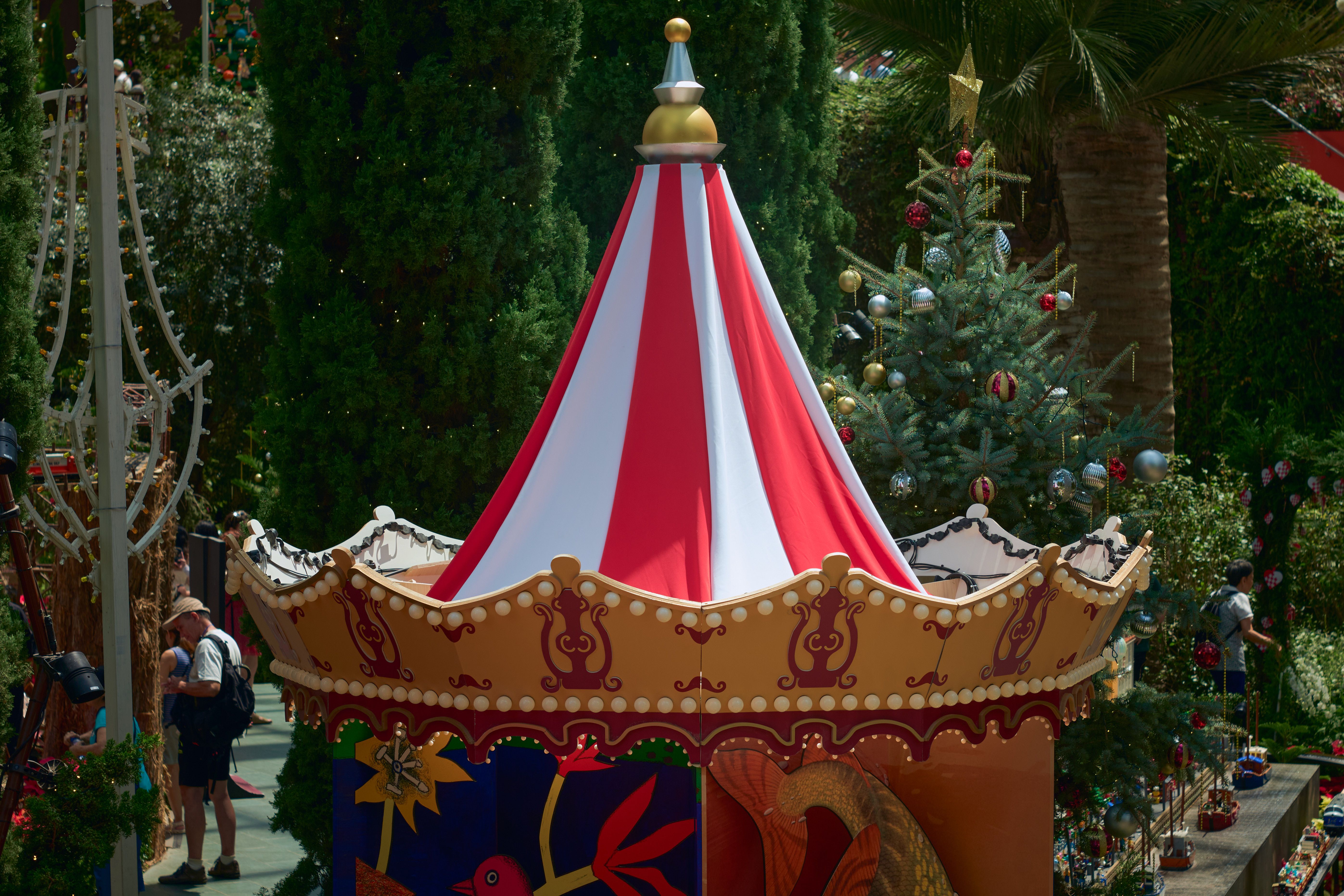 Festive Outdoor Holiday Scene with Carousel · Free Stock Photo