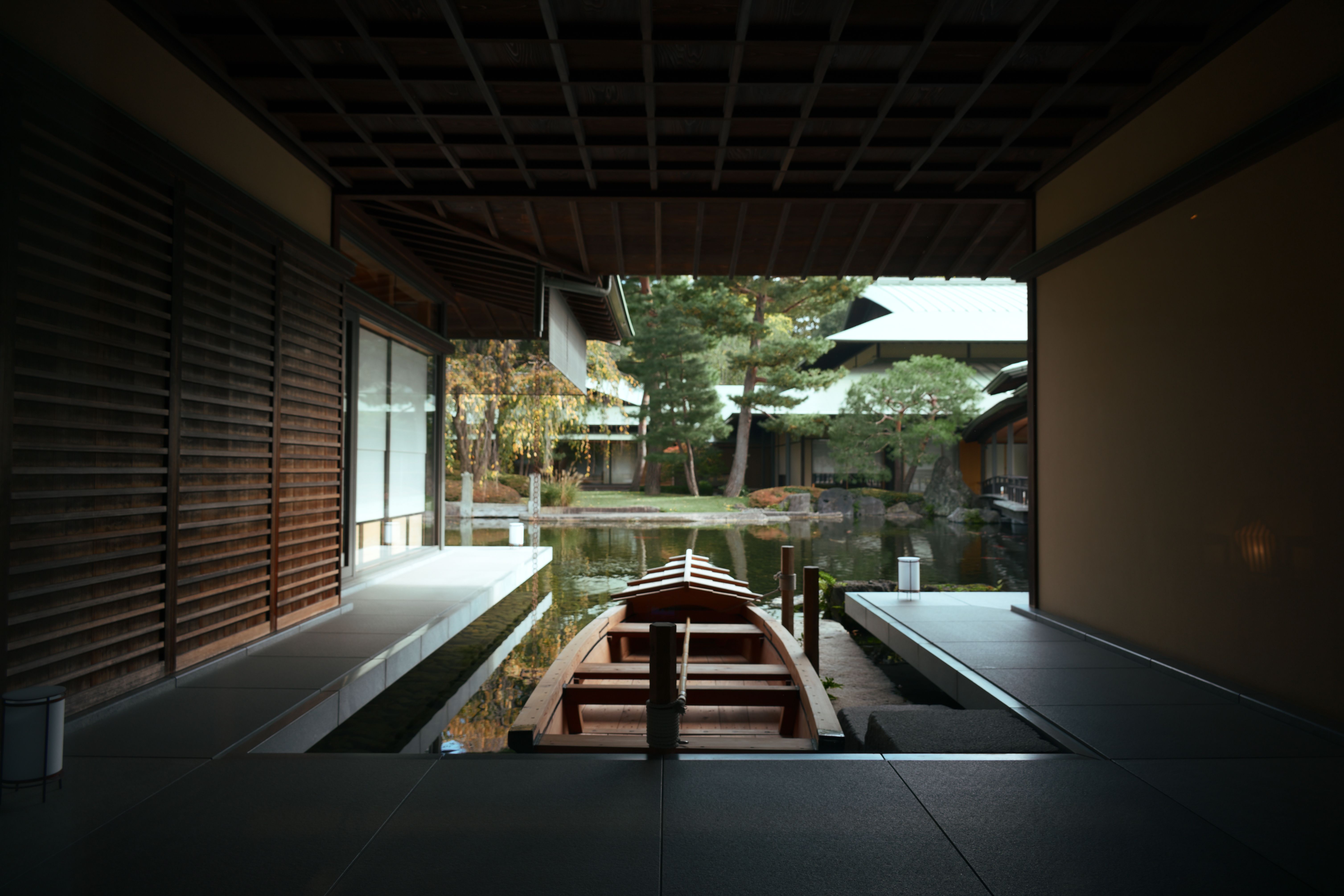 Tranquil Japanese Garden with Boat Dock · Free Stock Photo