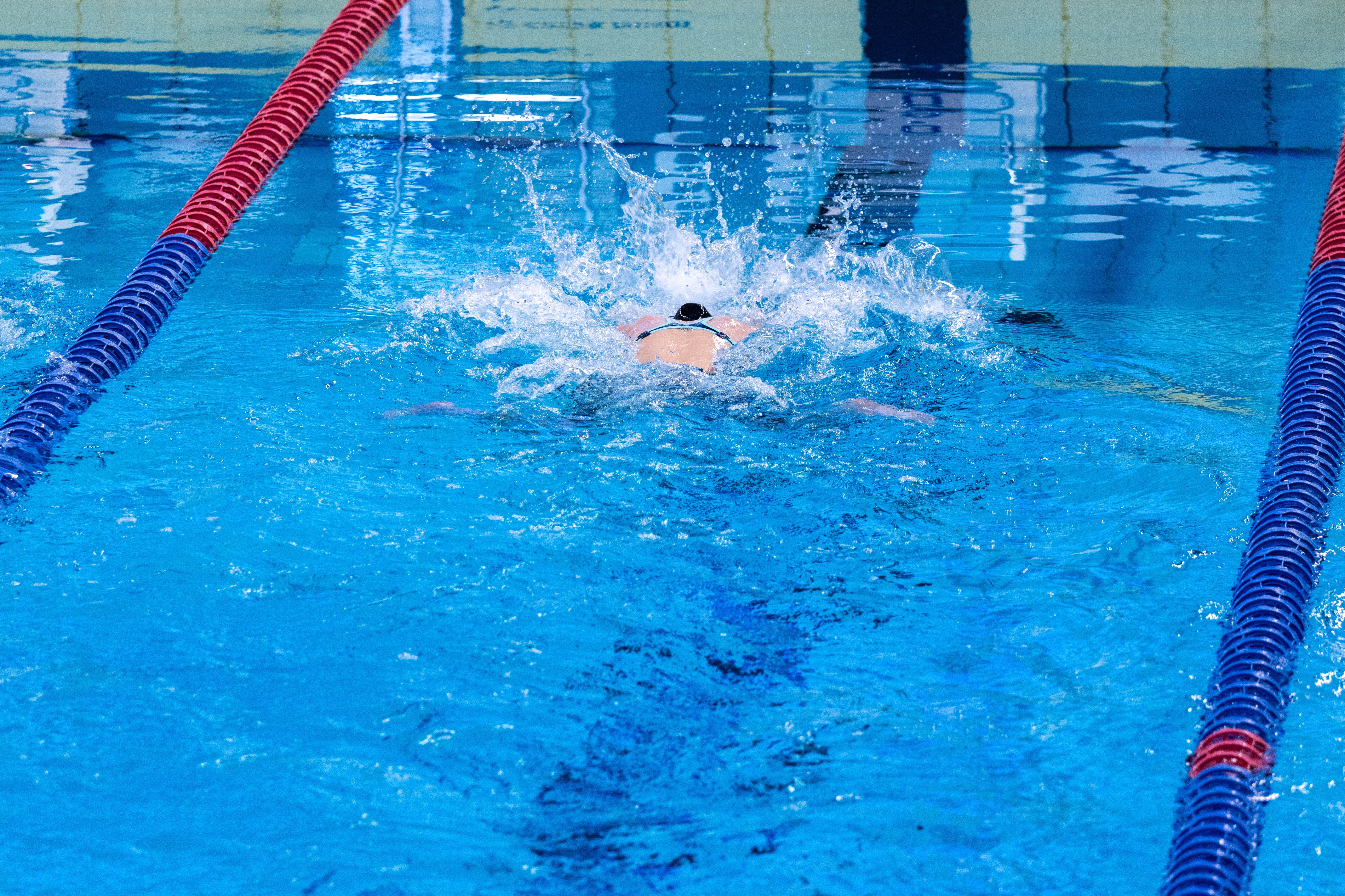 Competitive Swimming Backstroke in Indoor Pool · Free Stock Photo
