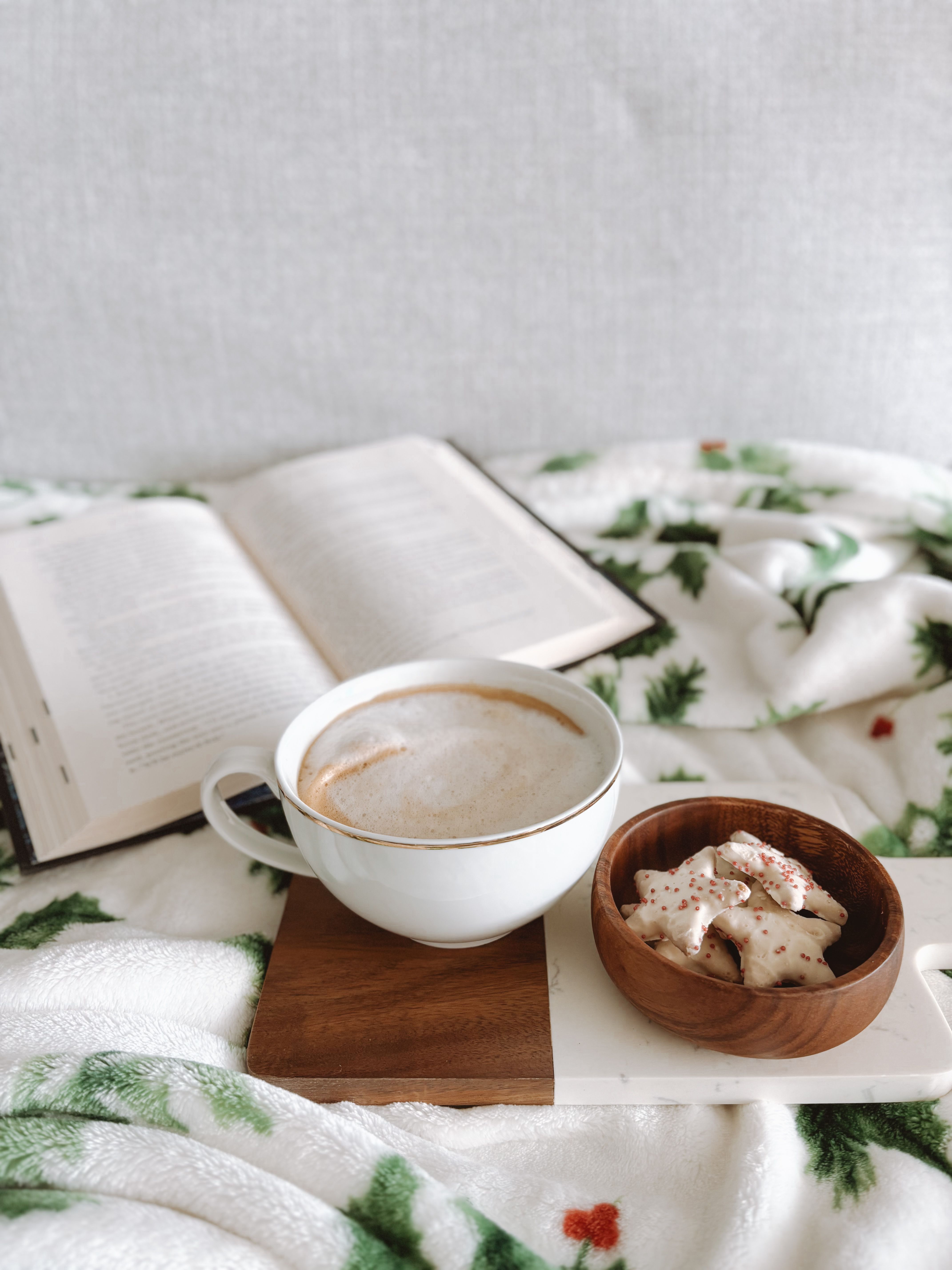 Cozy Winter Scene with Coffee and Book · Free Stock Photo