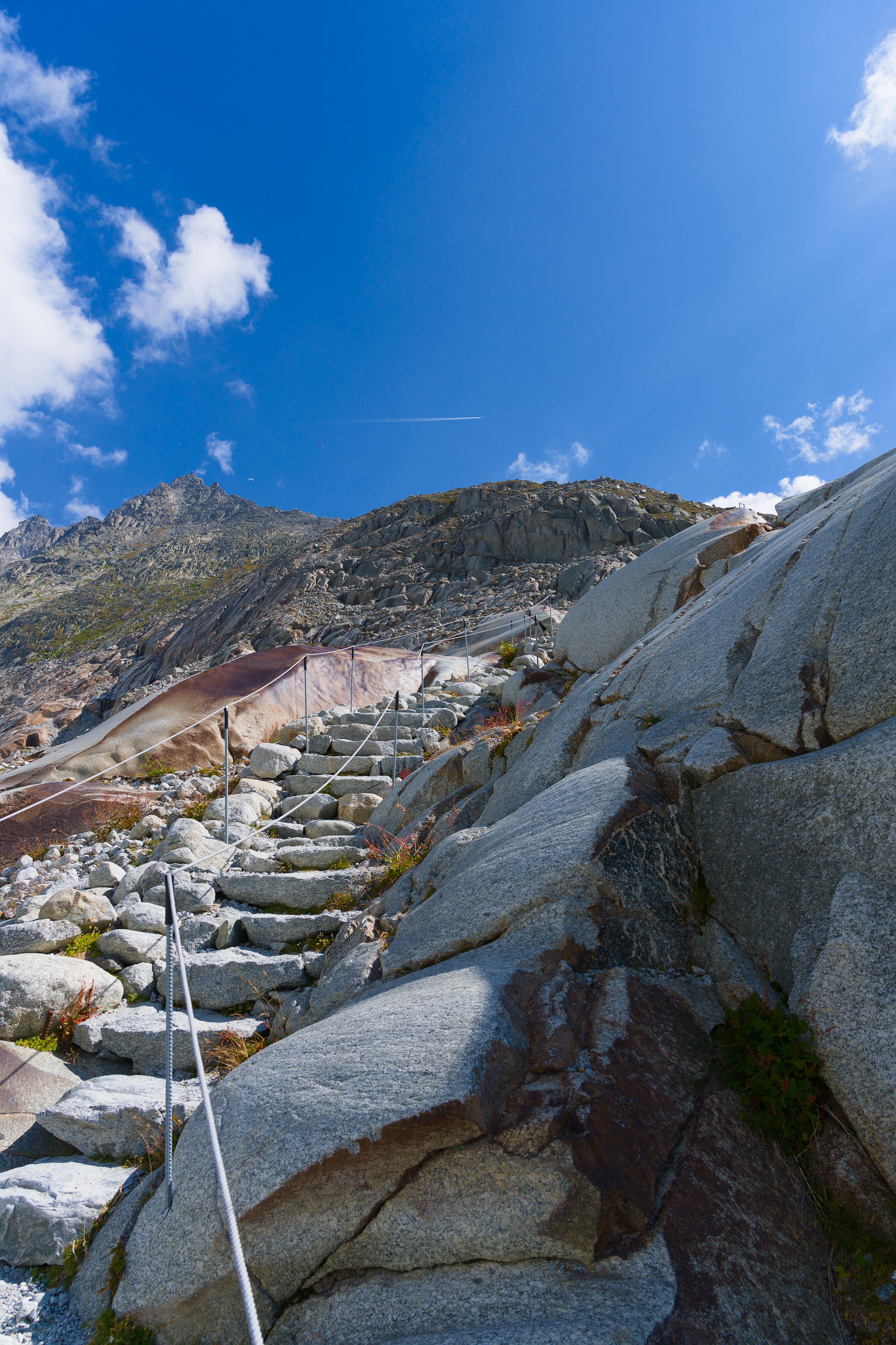 Staircase Pathway in Swiss Alps Leading to Mountain Peak · Free Stock Photo