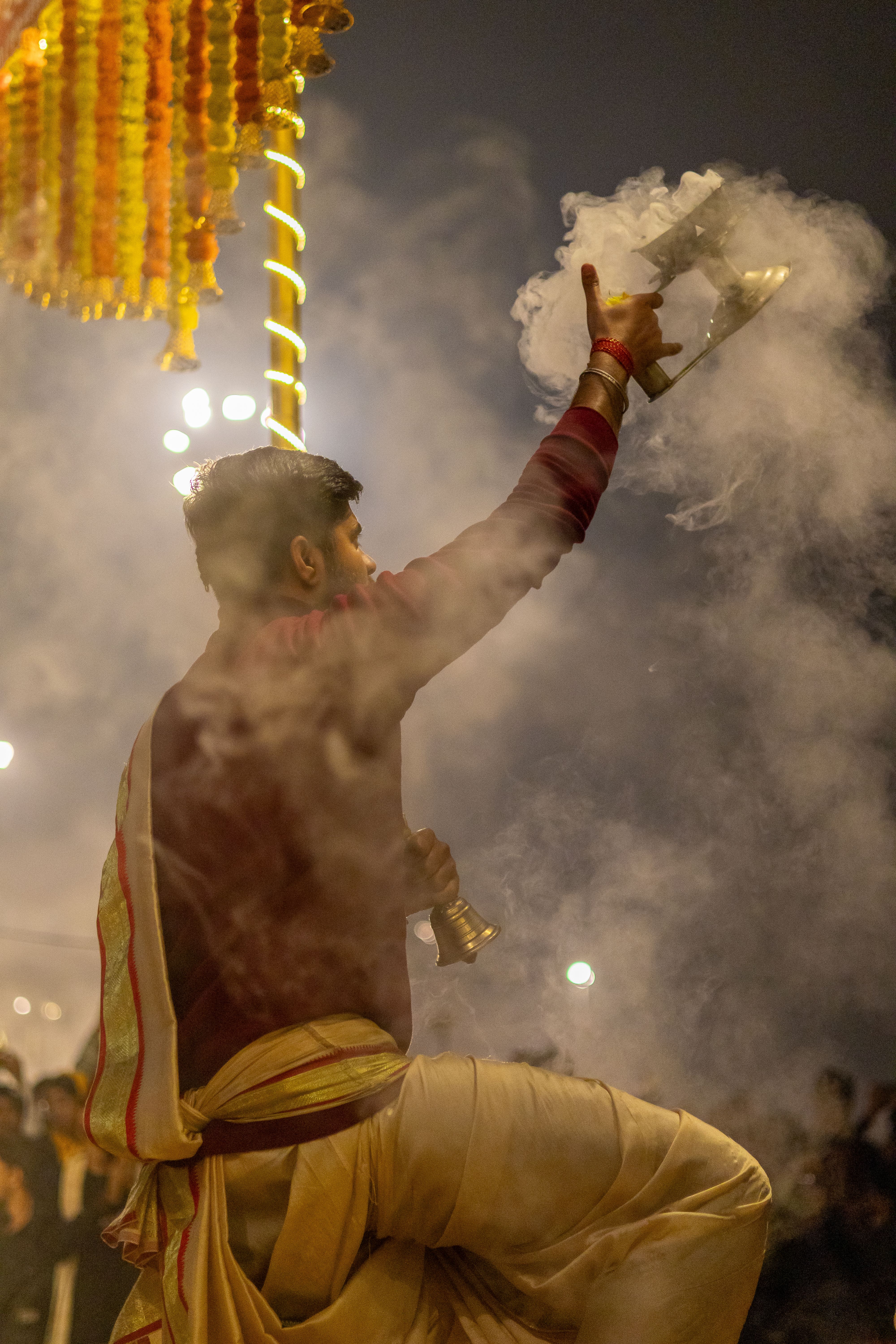 Traditional Indian Ritual with Smoke and Light · Free Stock Photo