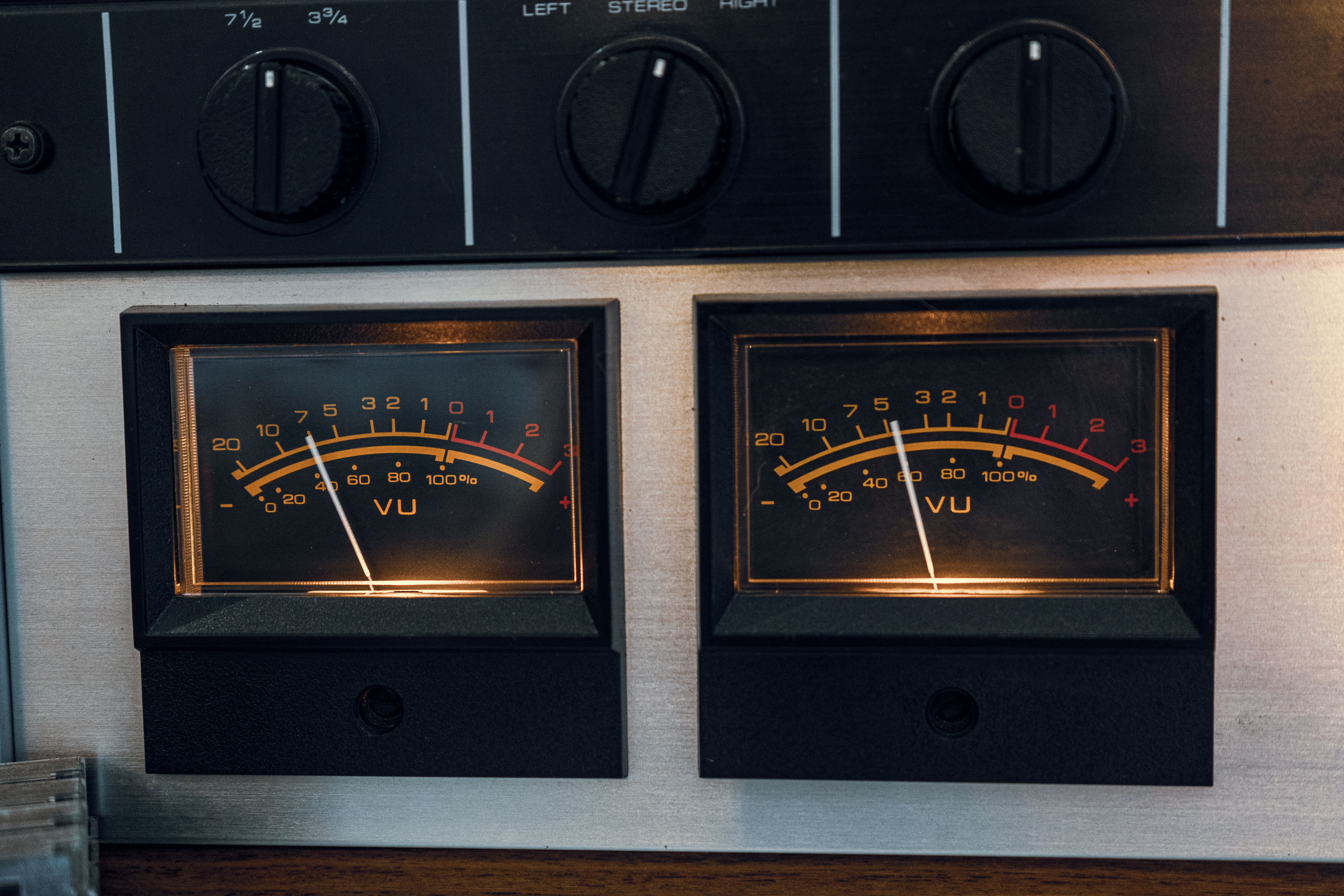 Vintage VU Meter on Retro Audio Equipment · Free Stock Photo