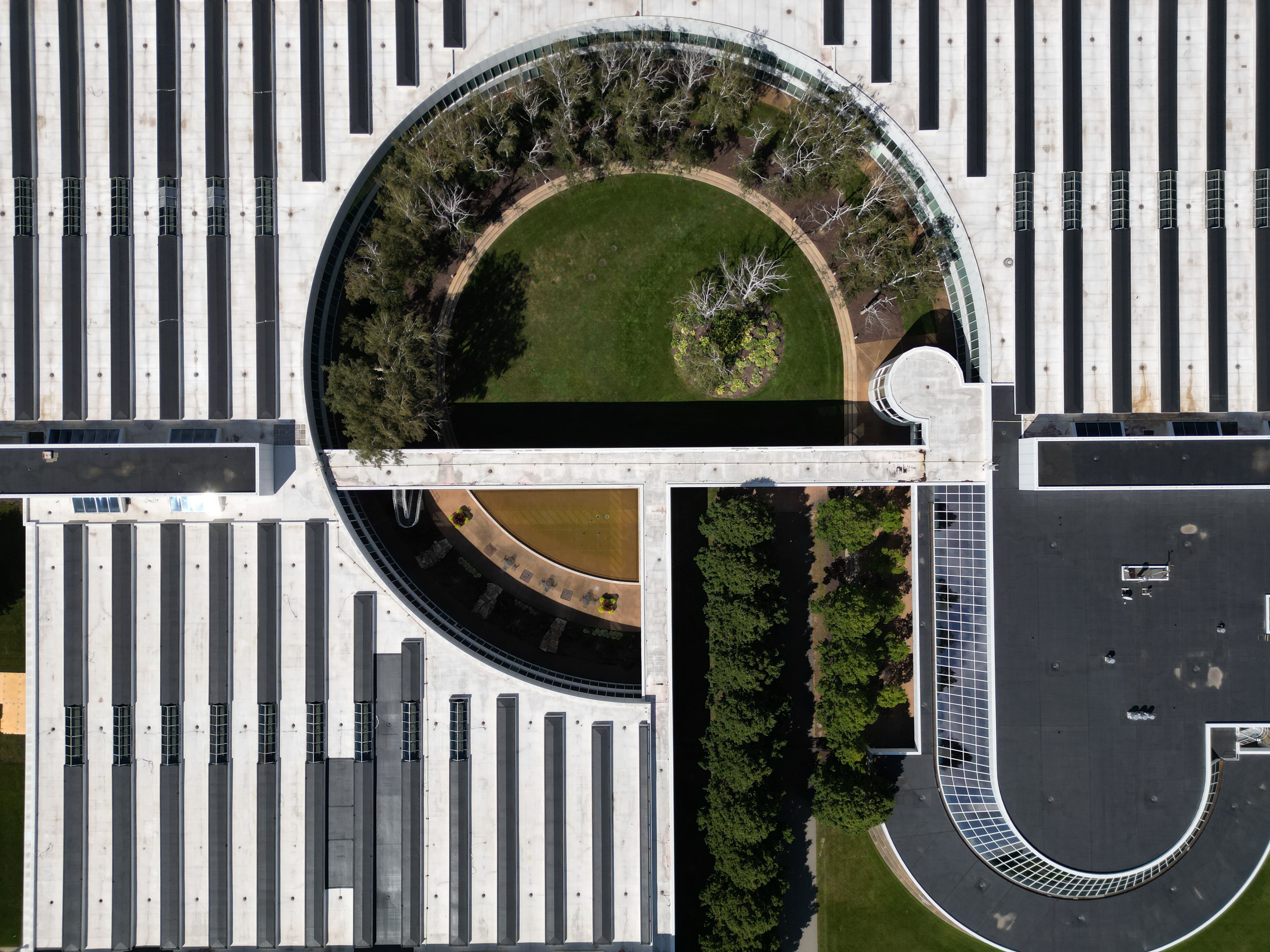 Aerial View of Modern Green Roof Architecture · Free Stock Photo