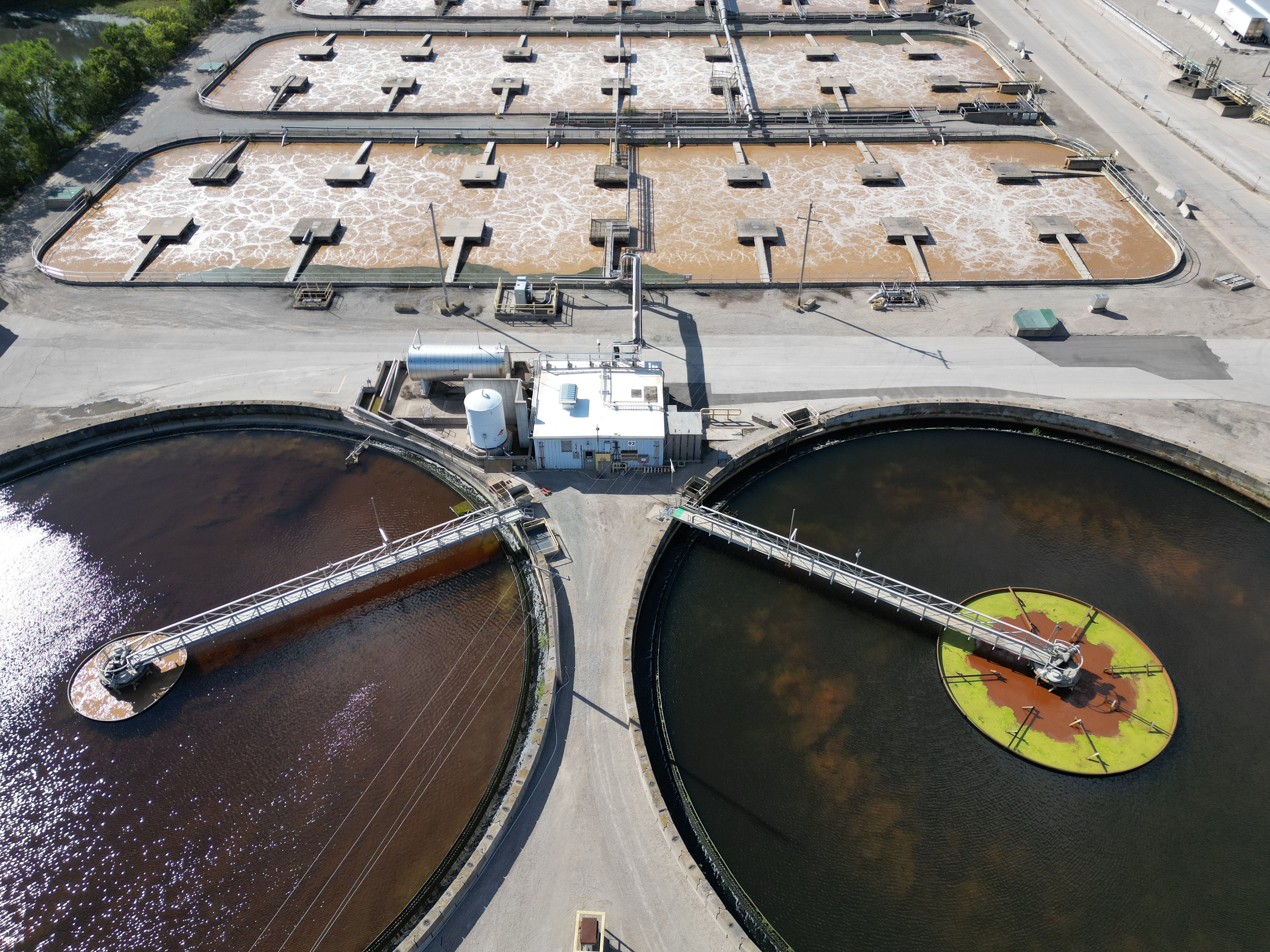 Aerial View of Modern Water Treatment Facility · Free Stock Photo