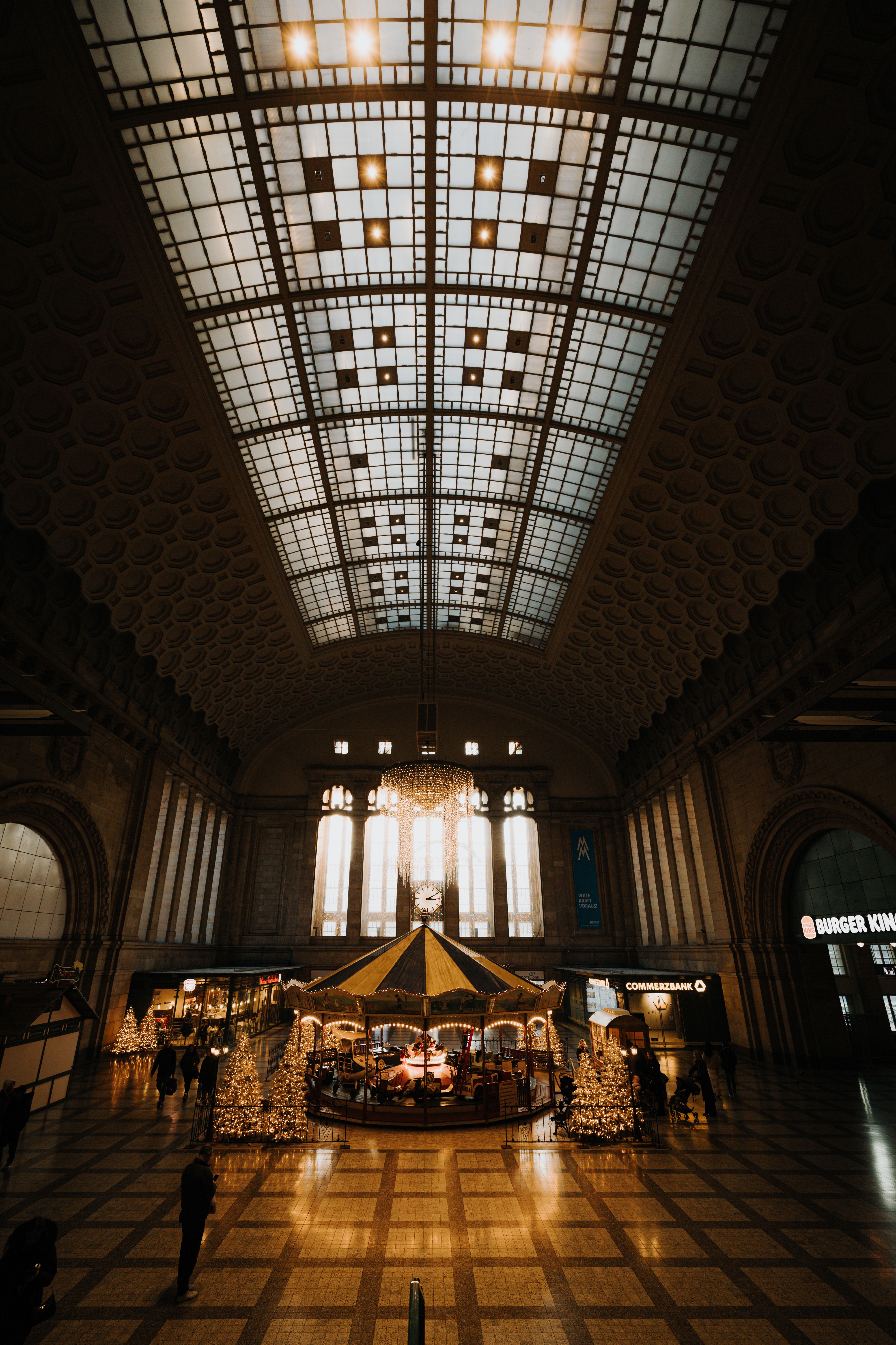 Stunning Indoor Christmas Carousel in Grand Hall · Free Stock Photo