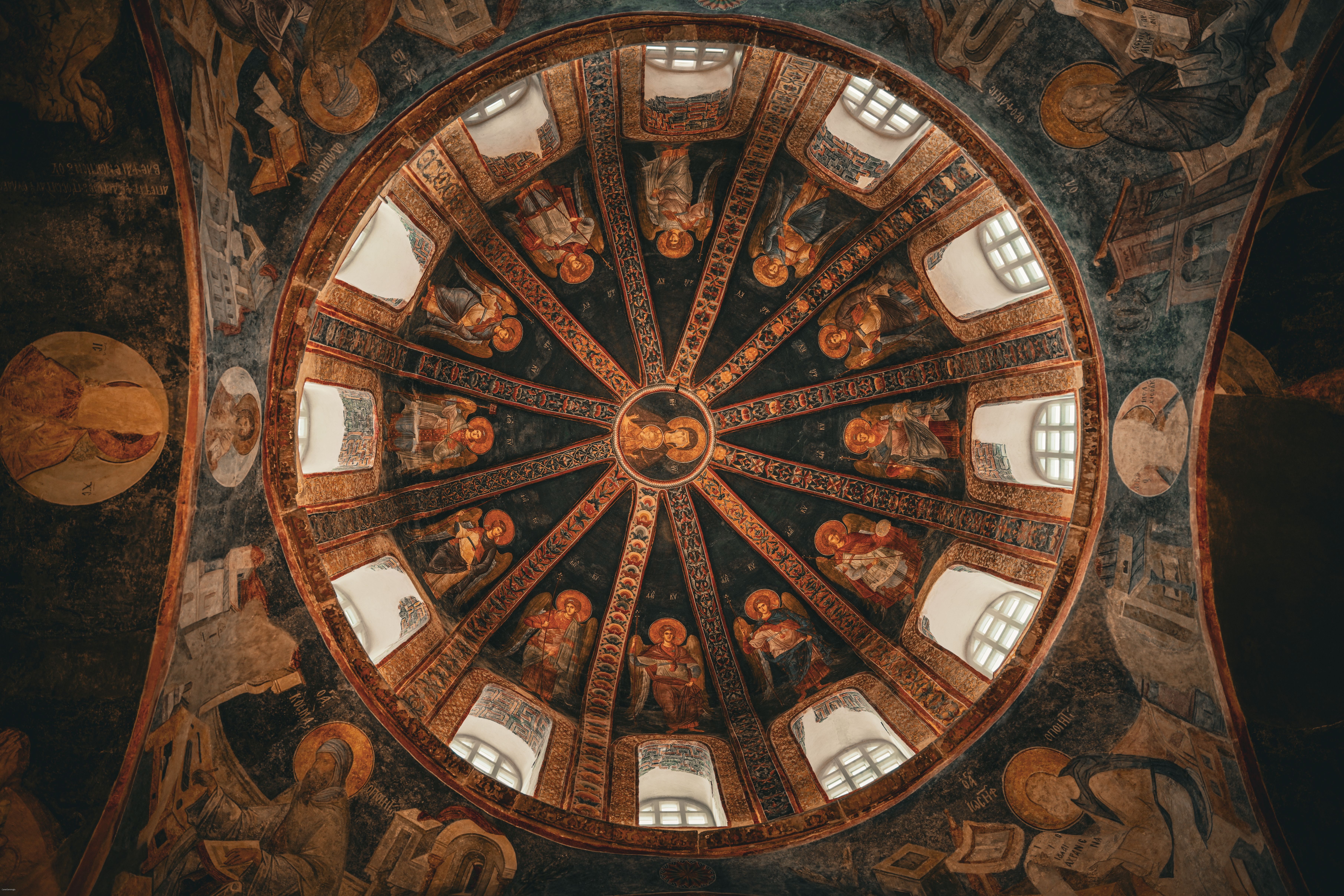 Intricate Byzantine Dome Ceiling with Frescoes · Free Stock Photo
