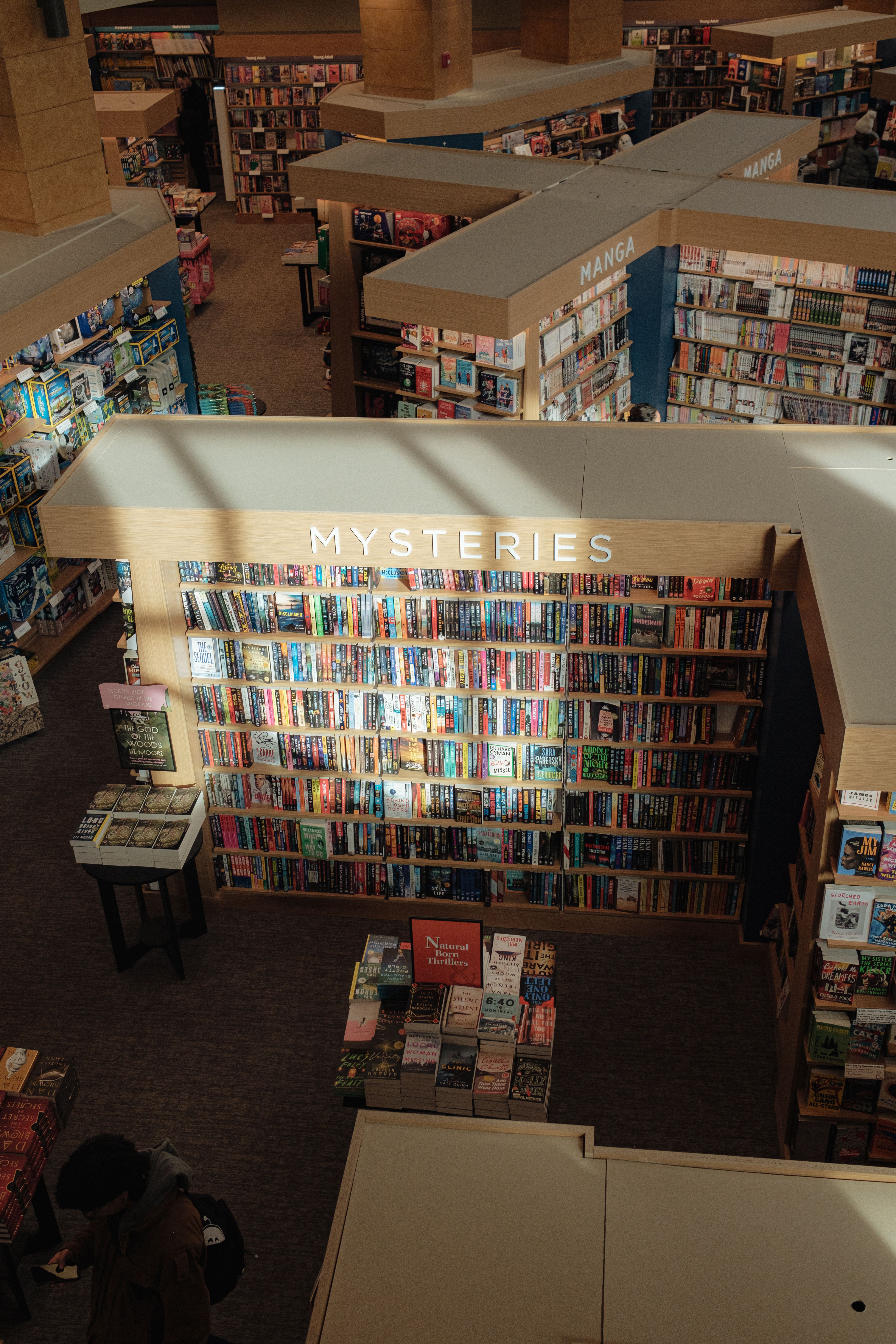 Indoor Bookstore with Mystery Section · Free Stock Photo