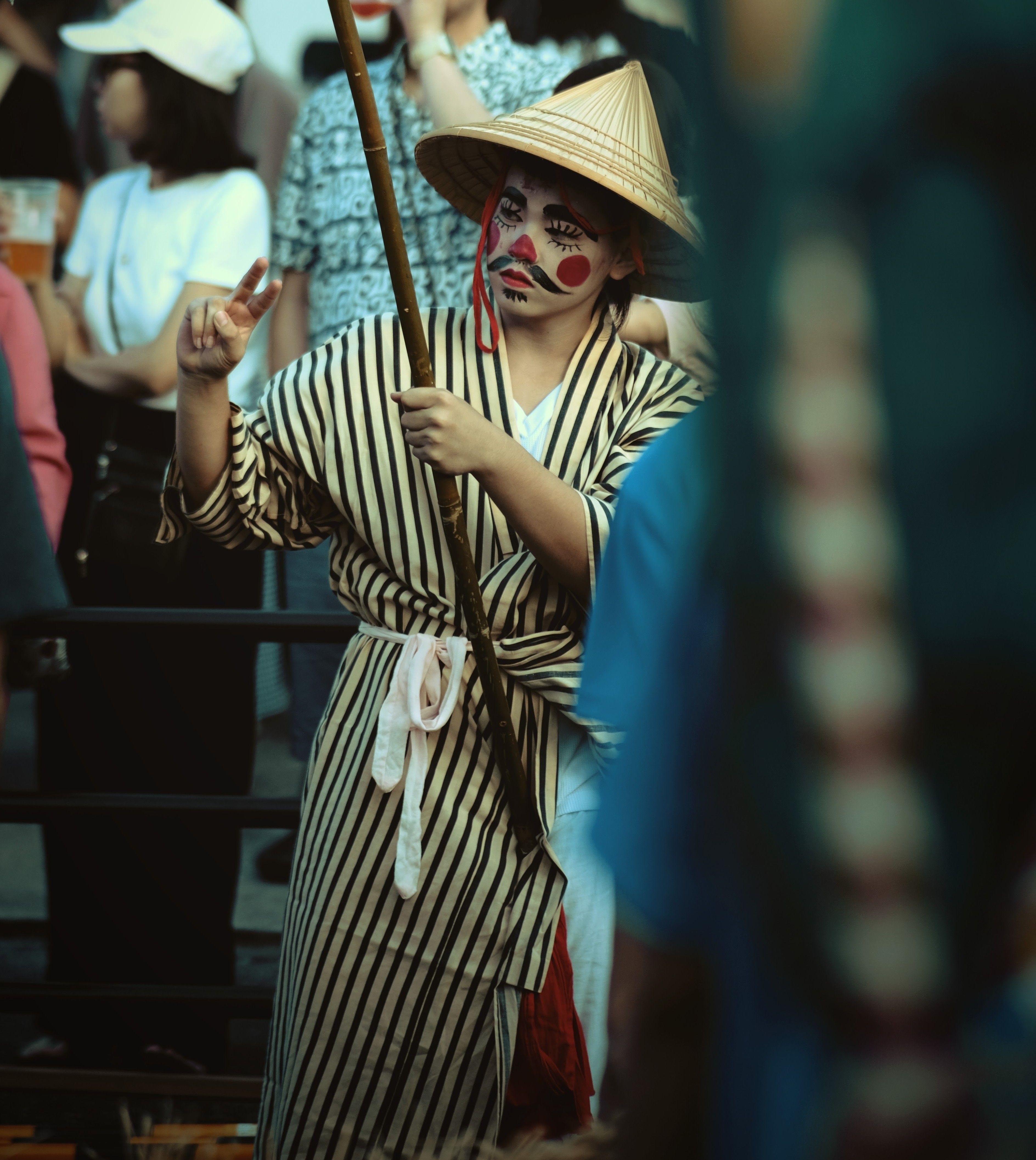 Traditional Okinawan Festival Performer with Bamboo Staff · Free Stock ...