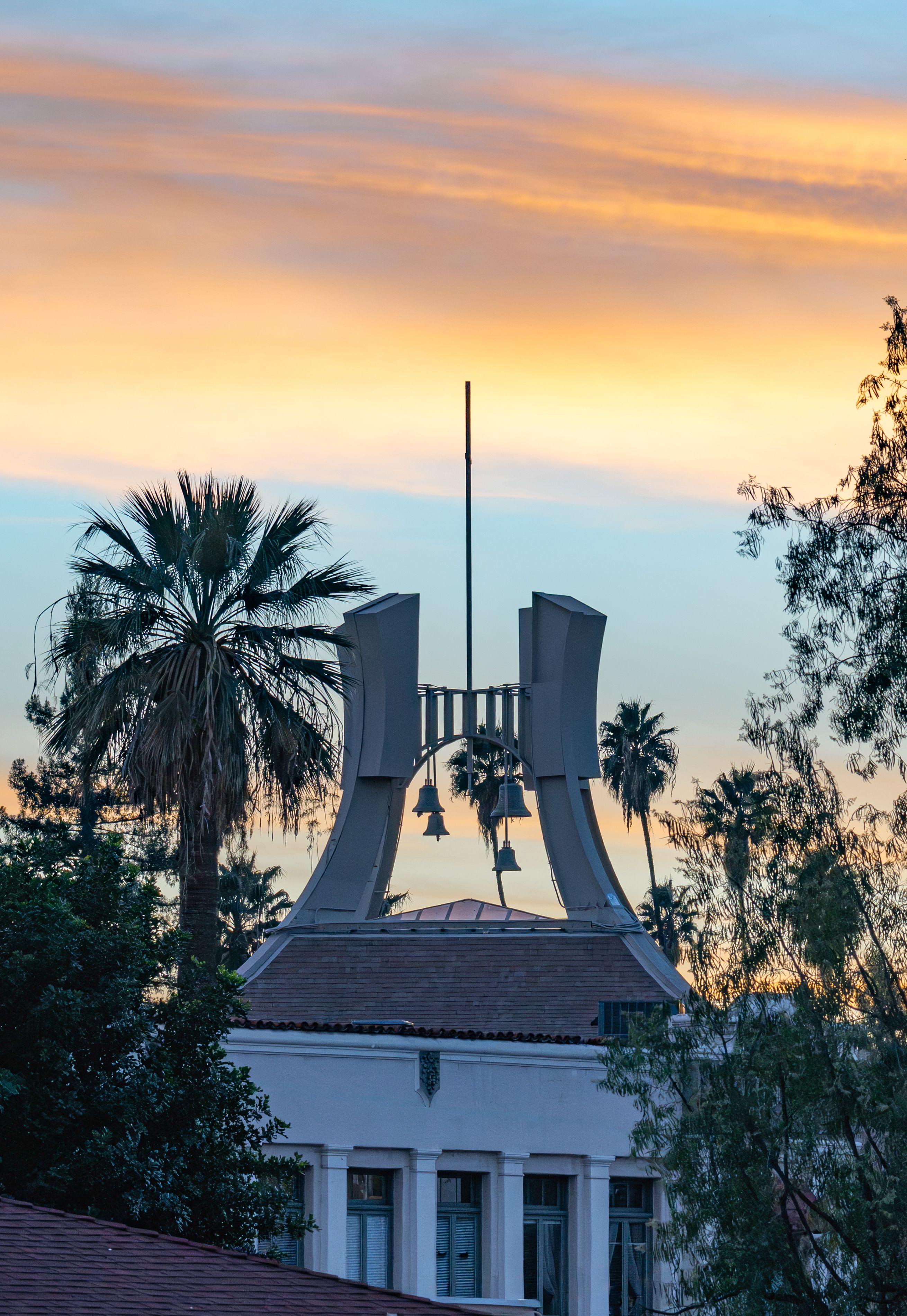 Church Bell Tower with Vibrant Sunset Sky · Free Stock Photo