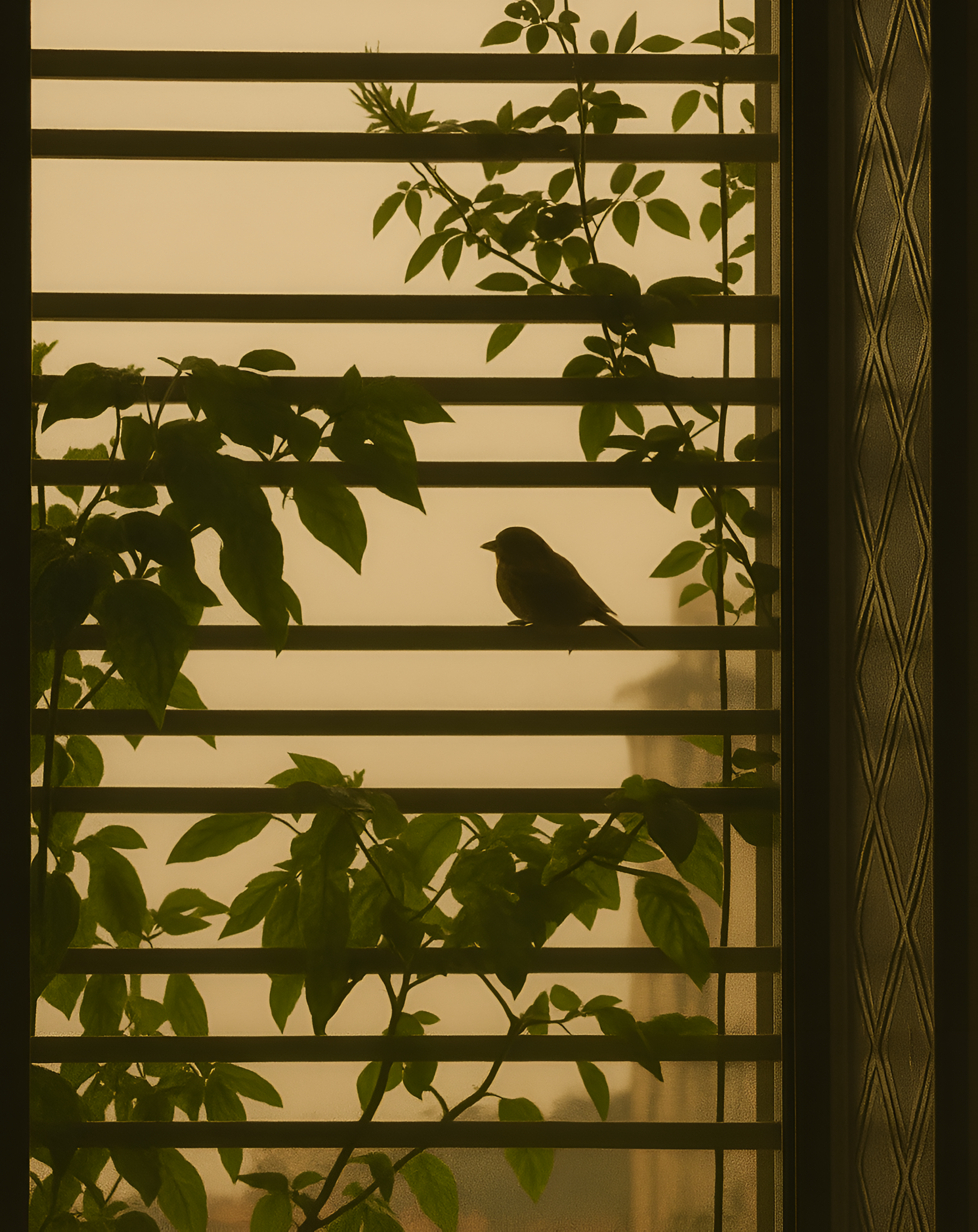 Bird Silhouette on Window Grille with Scenic View · Free Stock Photo