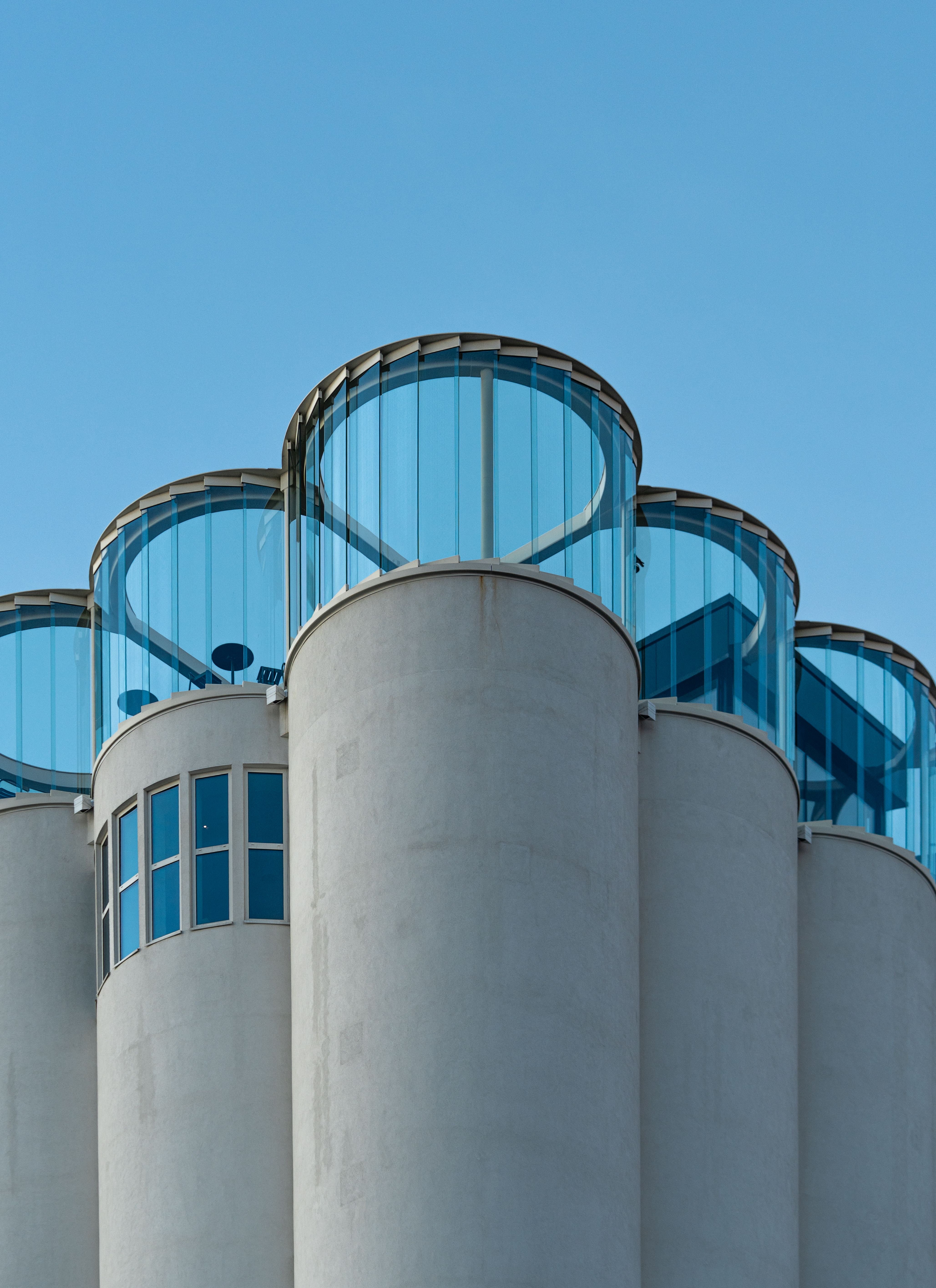 Modern Architectural Silos with Glass Tops · Free Stock Photo