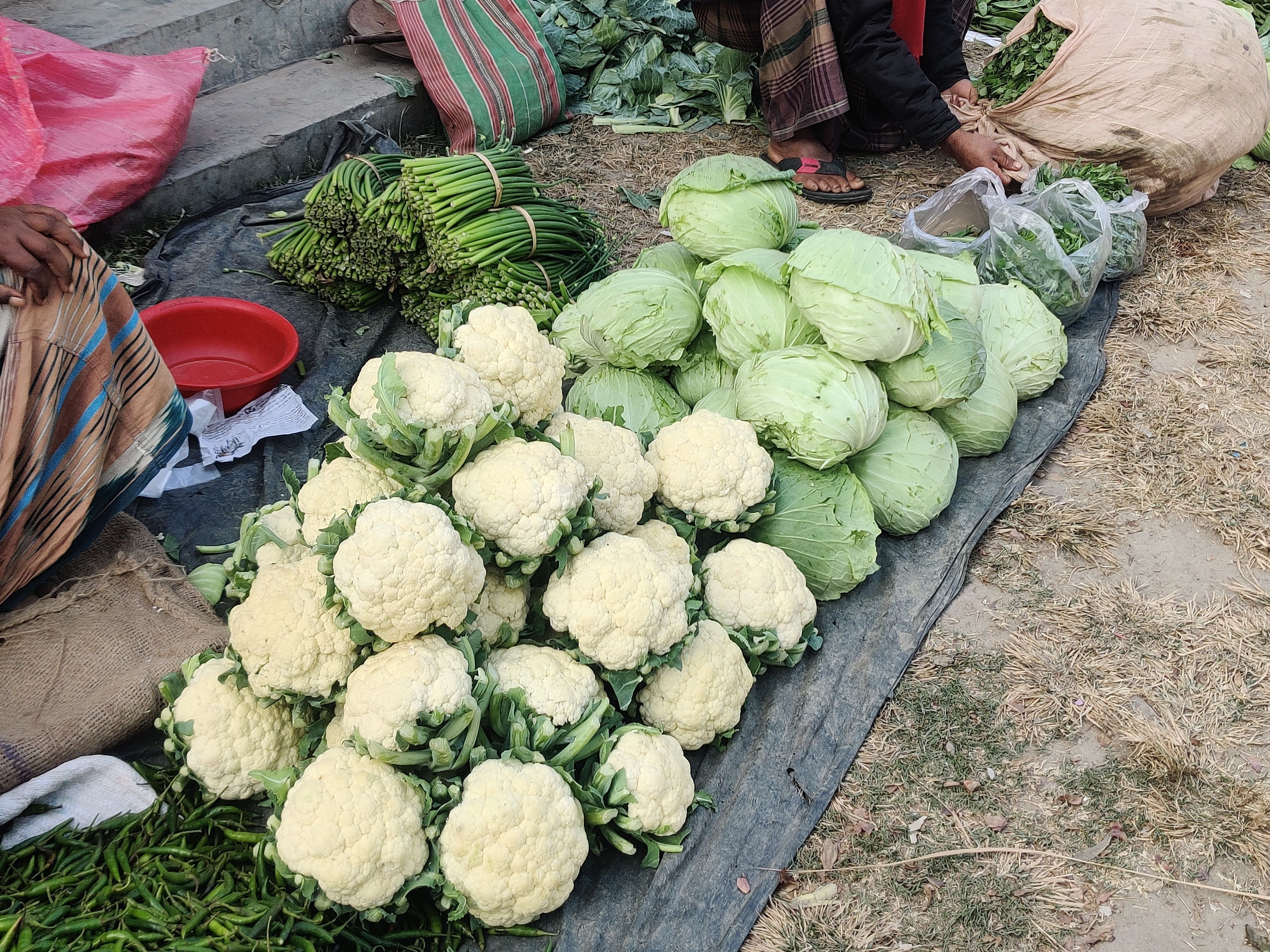 Fresh Produce at Local Market with Cabbage and Cauliflower · Free Stock ...