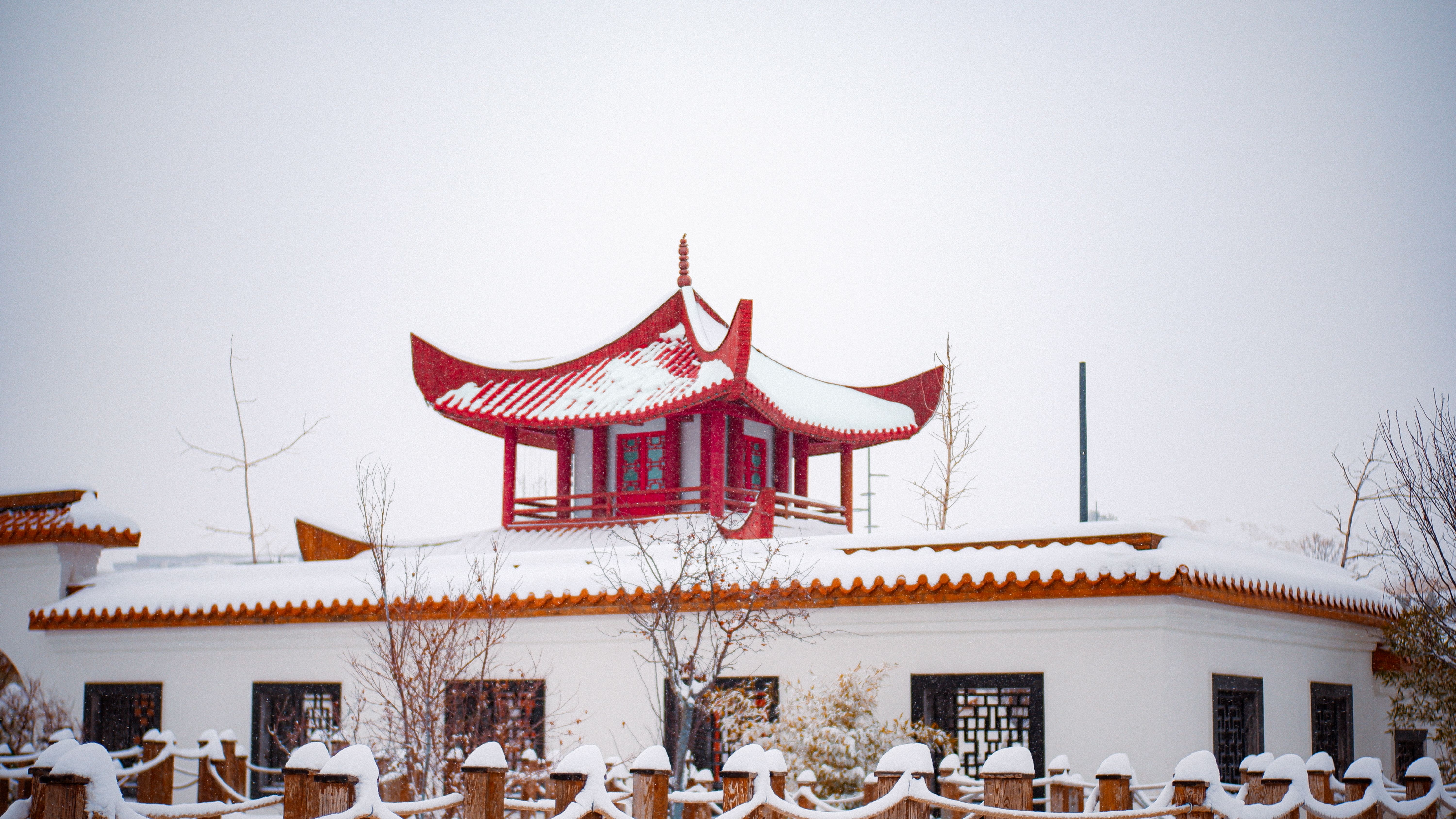 Snow-Covered Traditional Chinese Pavilion in Winter · Free Stock Photo