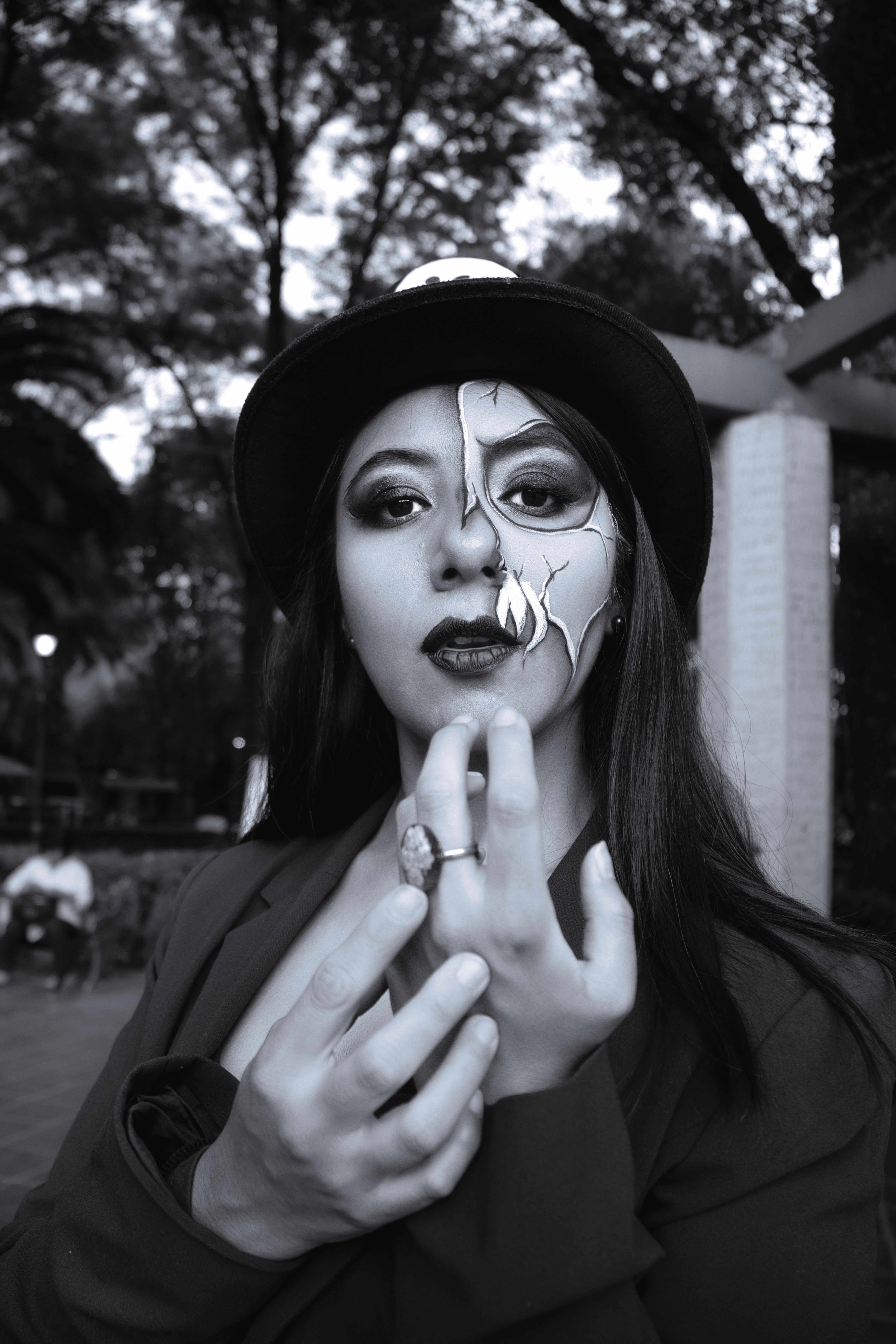 Artistic Portrait of Woman with Dramatic Face Paint · Free Stock Photo