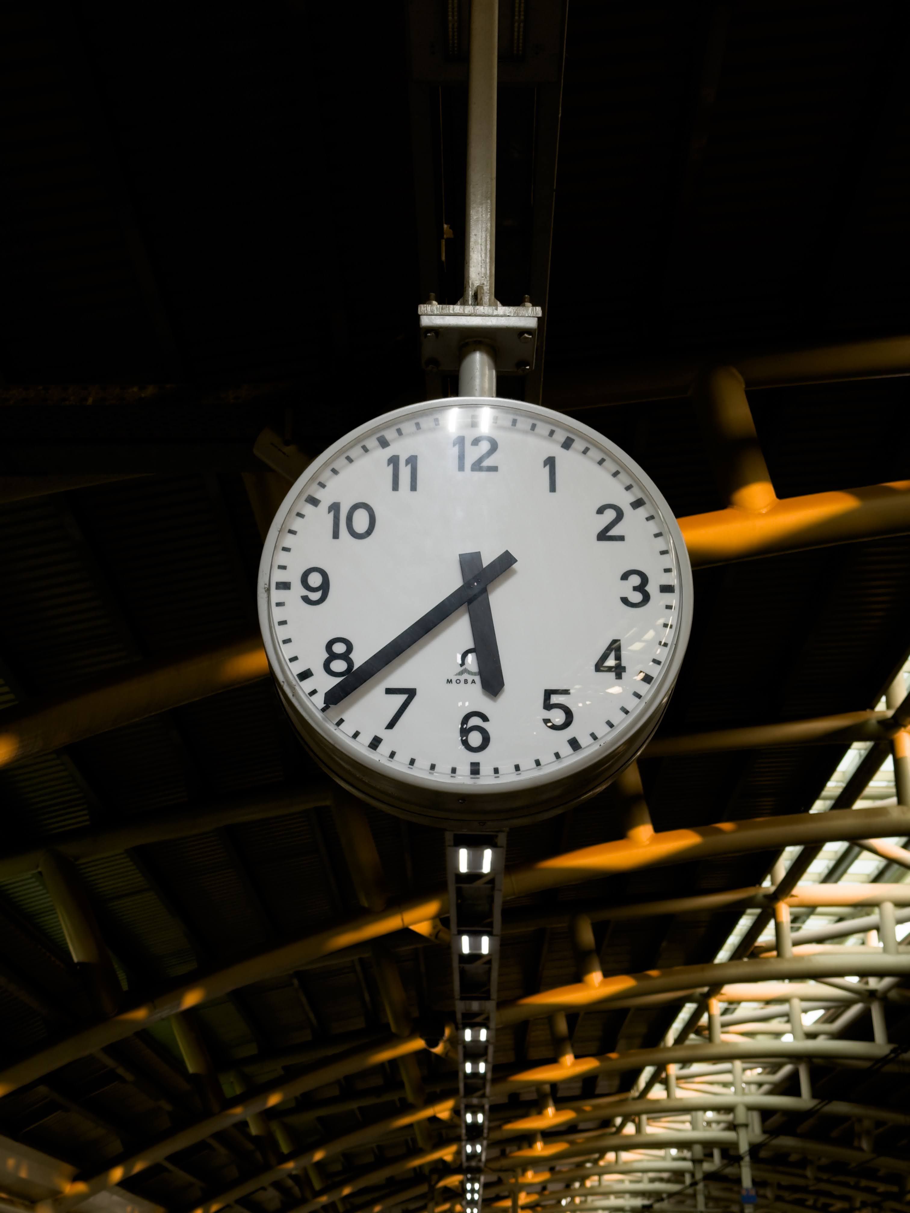 Large Analog Clock at Train Station Platform · Free Stock Photo