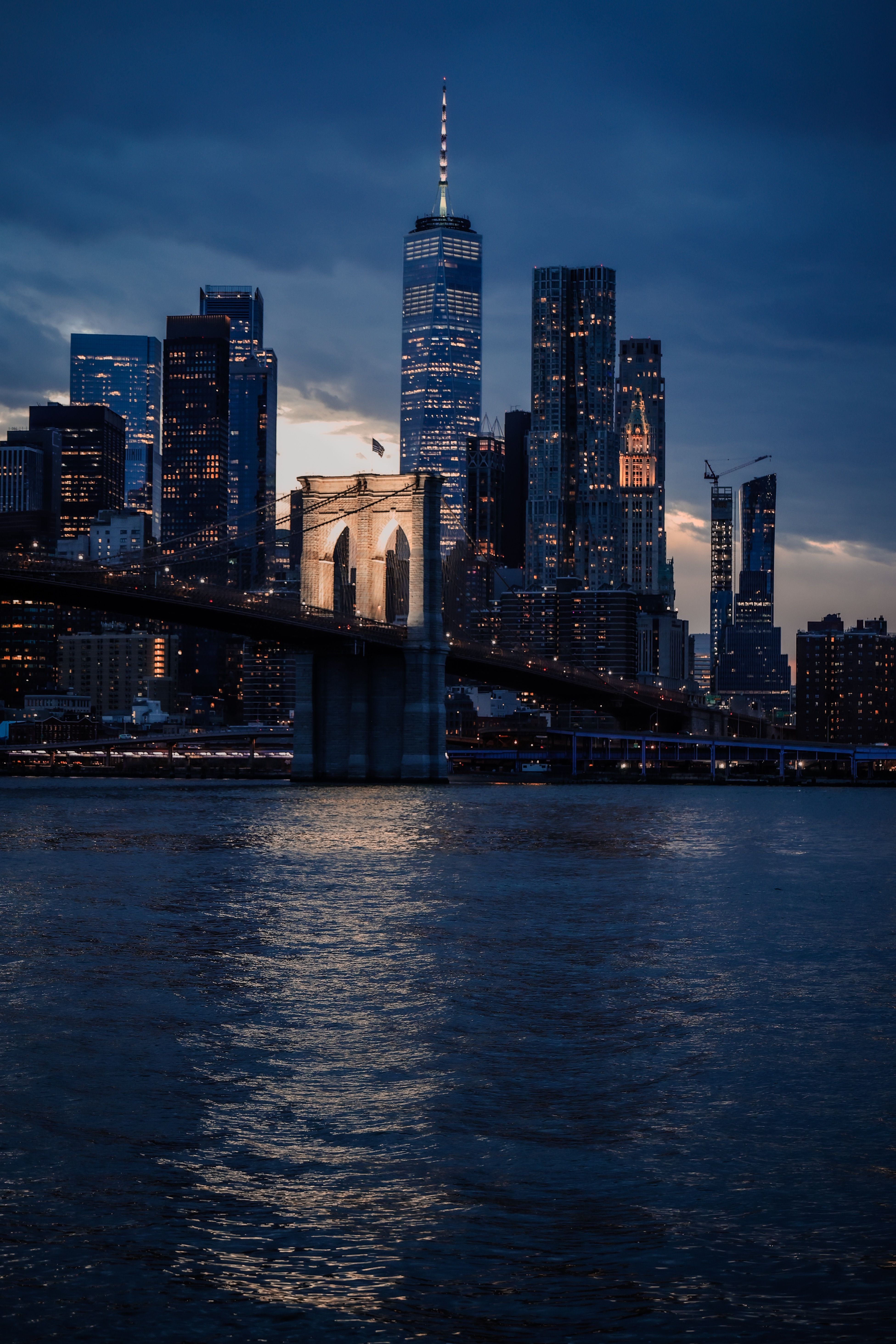 Espectacular Vista Nocturna Del Horizonte De La Ciudad De Nueva York ...