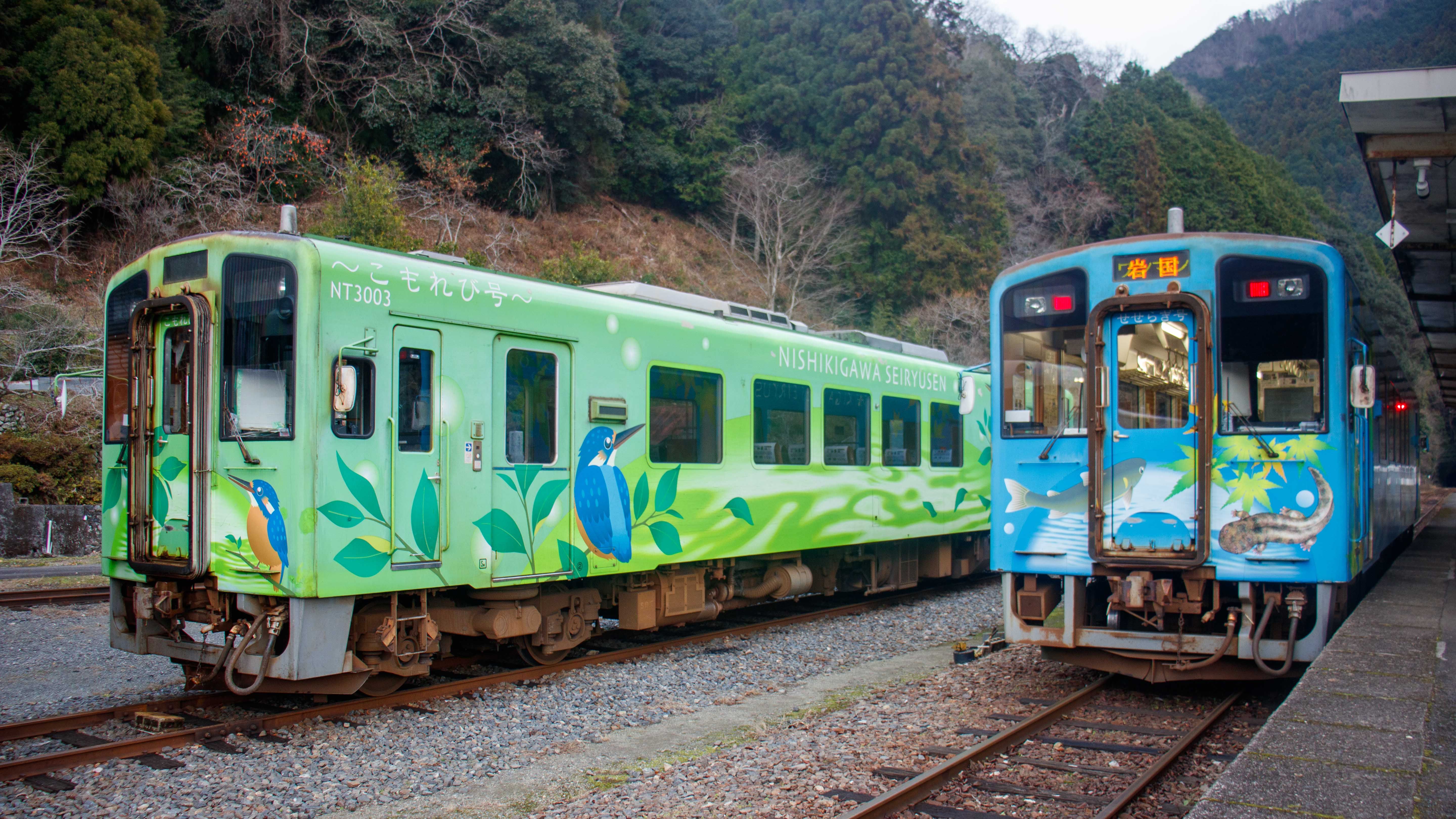 Colorful Trains at Nishikigawa Seiryuusen Station · Free Stock Photo