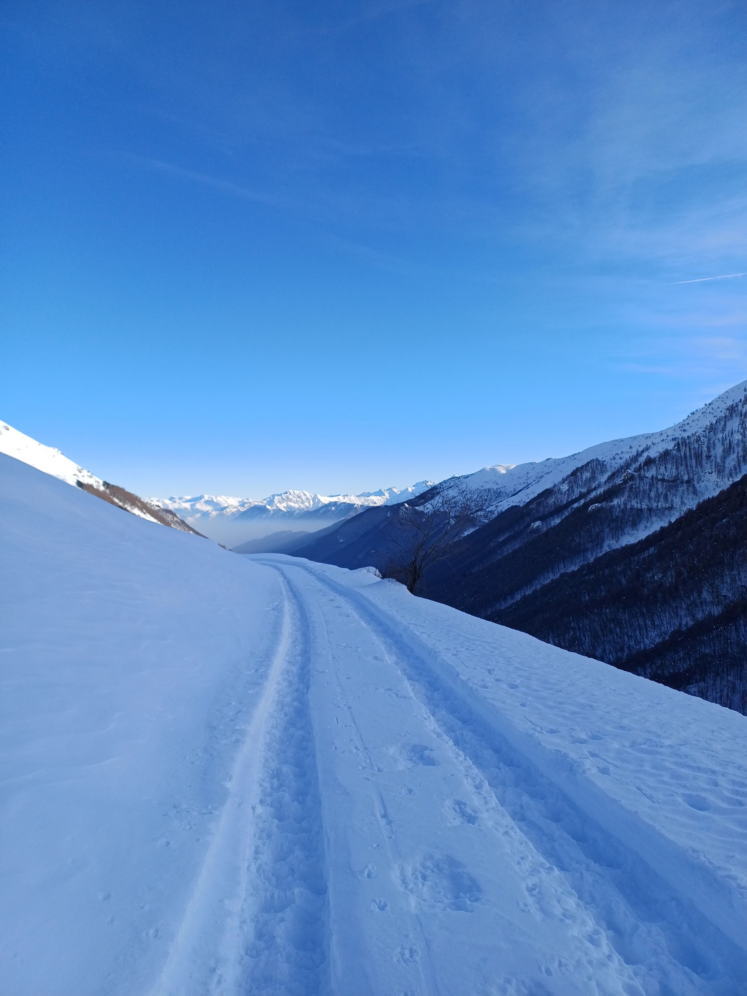 Snowy Mountain Trail in Winter Landscape · Free Stock Photo