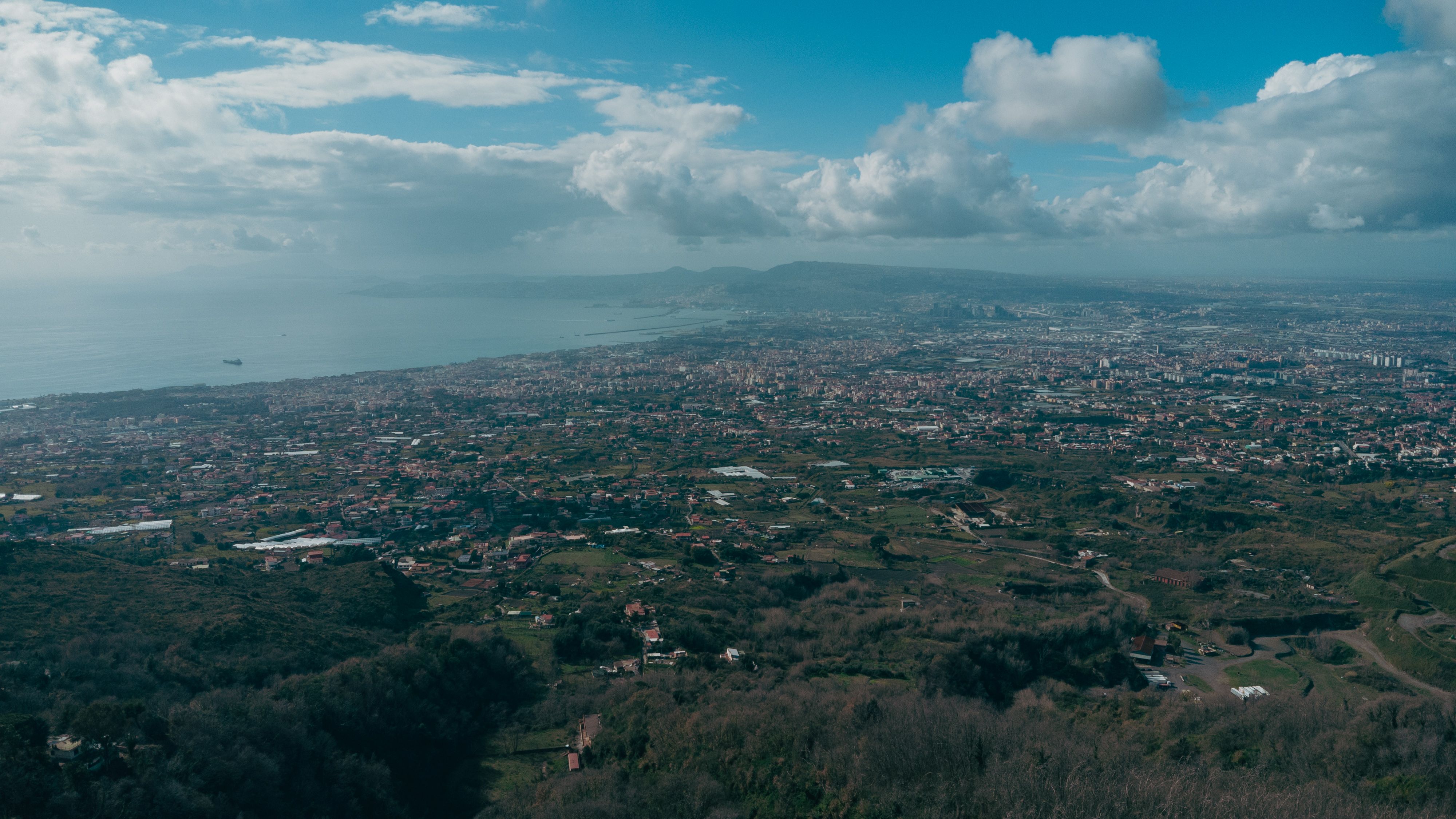 Aerial View of Naples with Vesuvius in Distance · Free Stock Photo