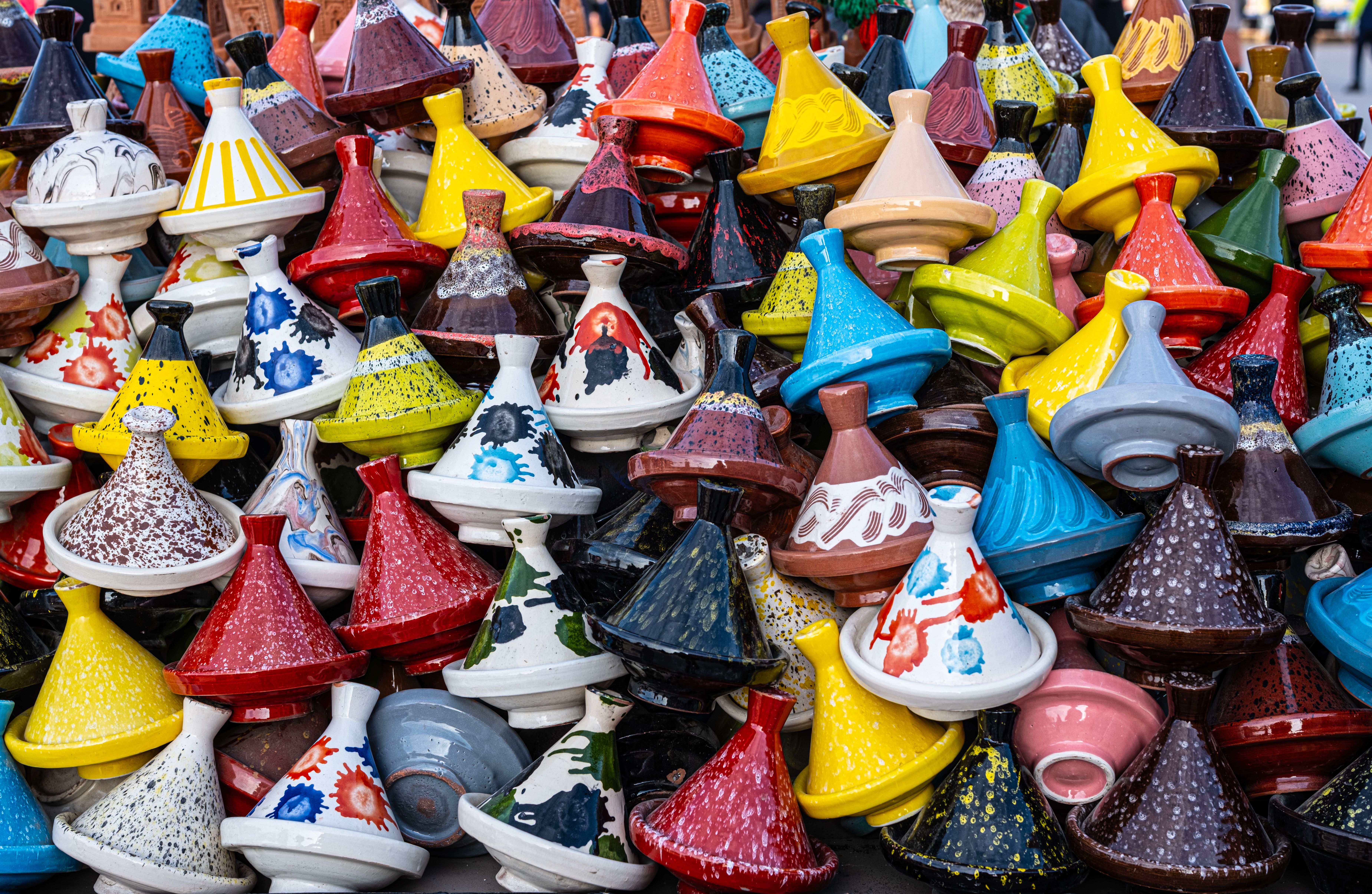 Colorful Moroccan Tagine Pots in Marrakesh Market · Free Stock Photo