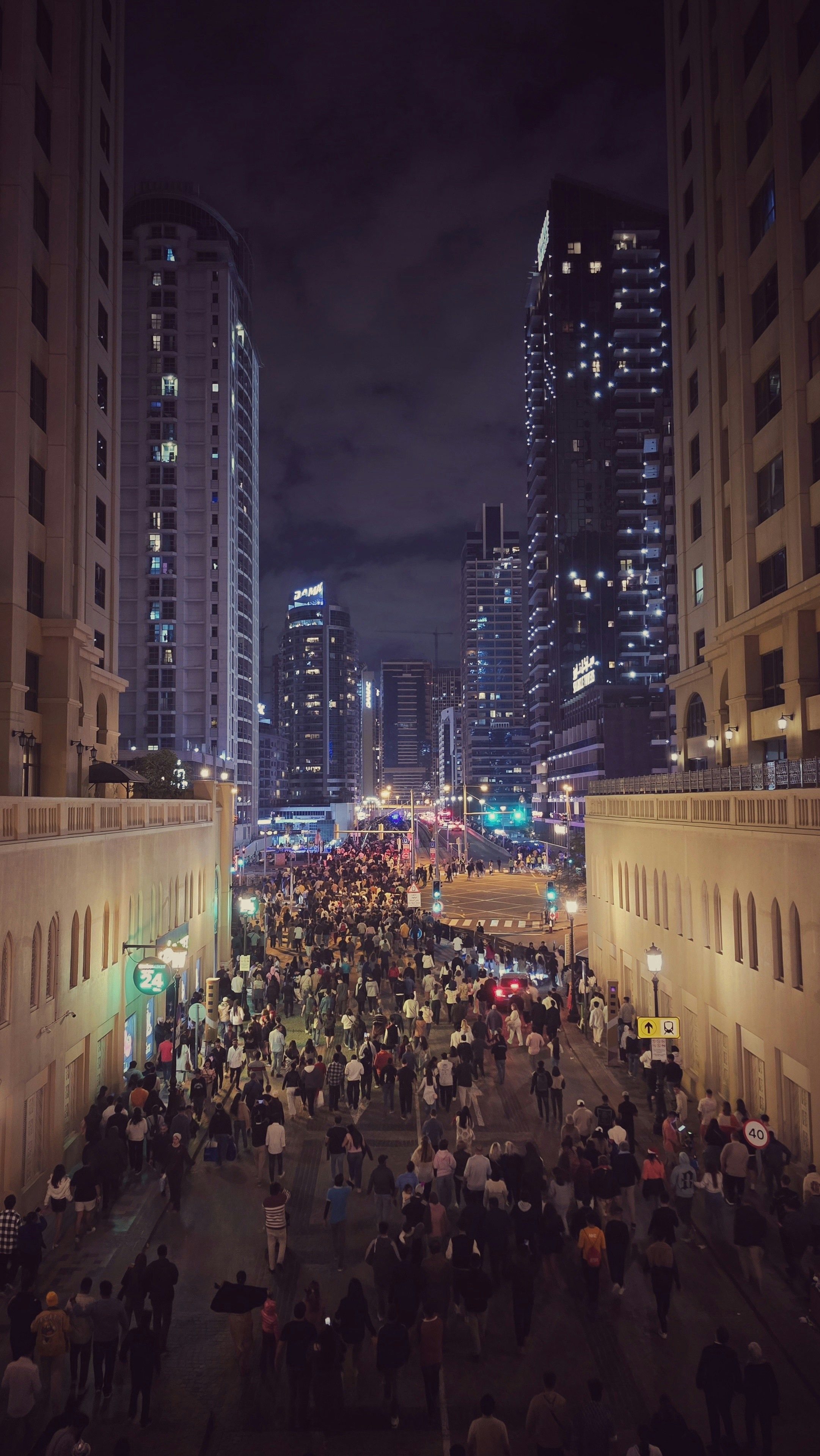 Crowded Night Street in Urban Cityscape · Free Stock Photo