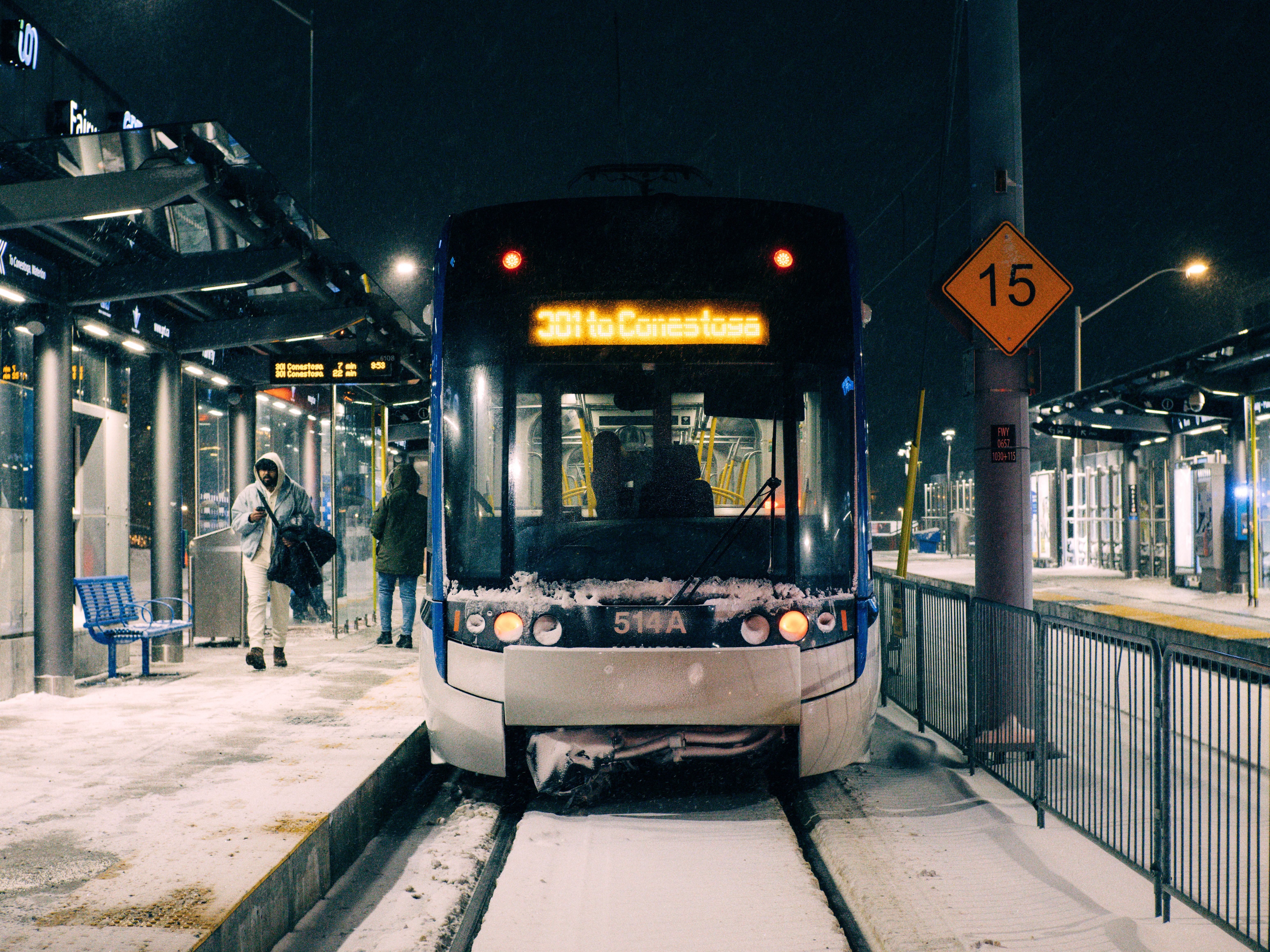 Winter Night Scene of Kitchener Light Rail Station · Free Stock Photo