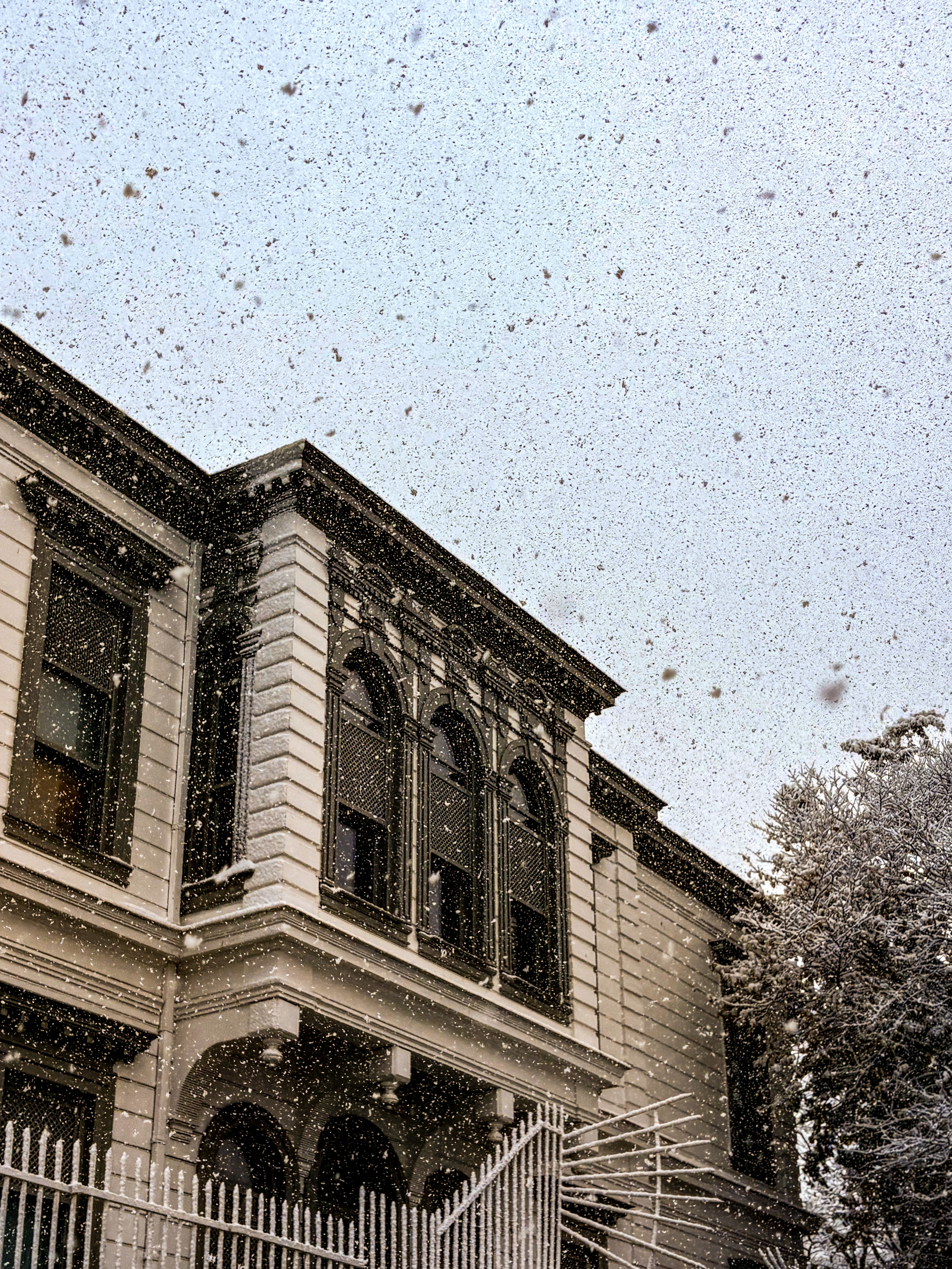 Victorian Building in Snowfall Scene · Free Stock Photo