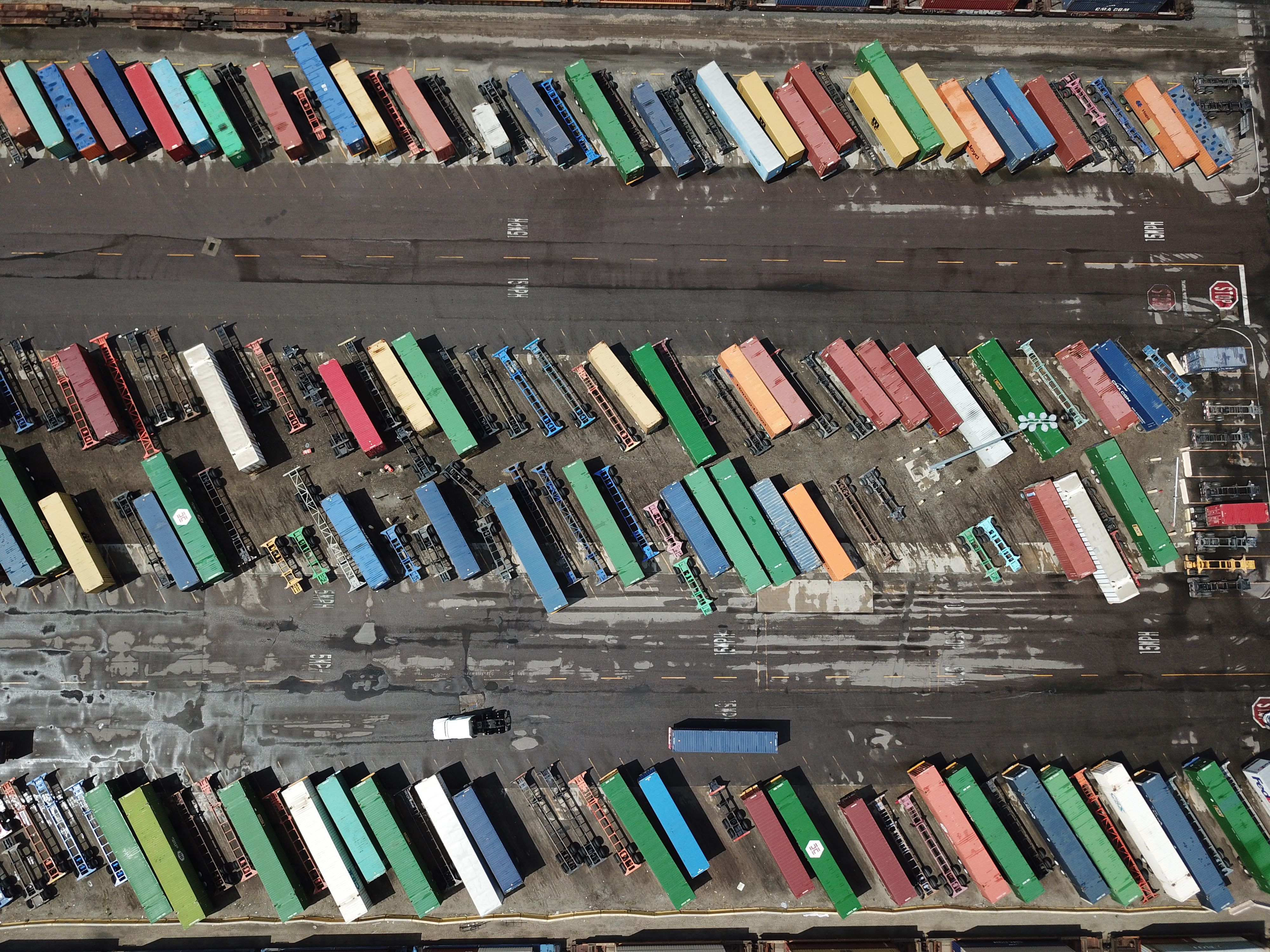 Aerial View of Multicolored Shipping Containers · Free Stock Photo