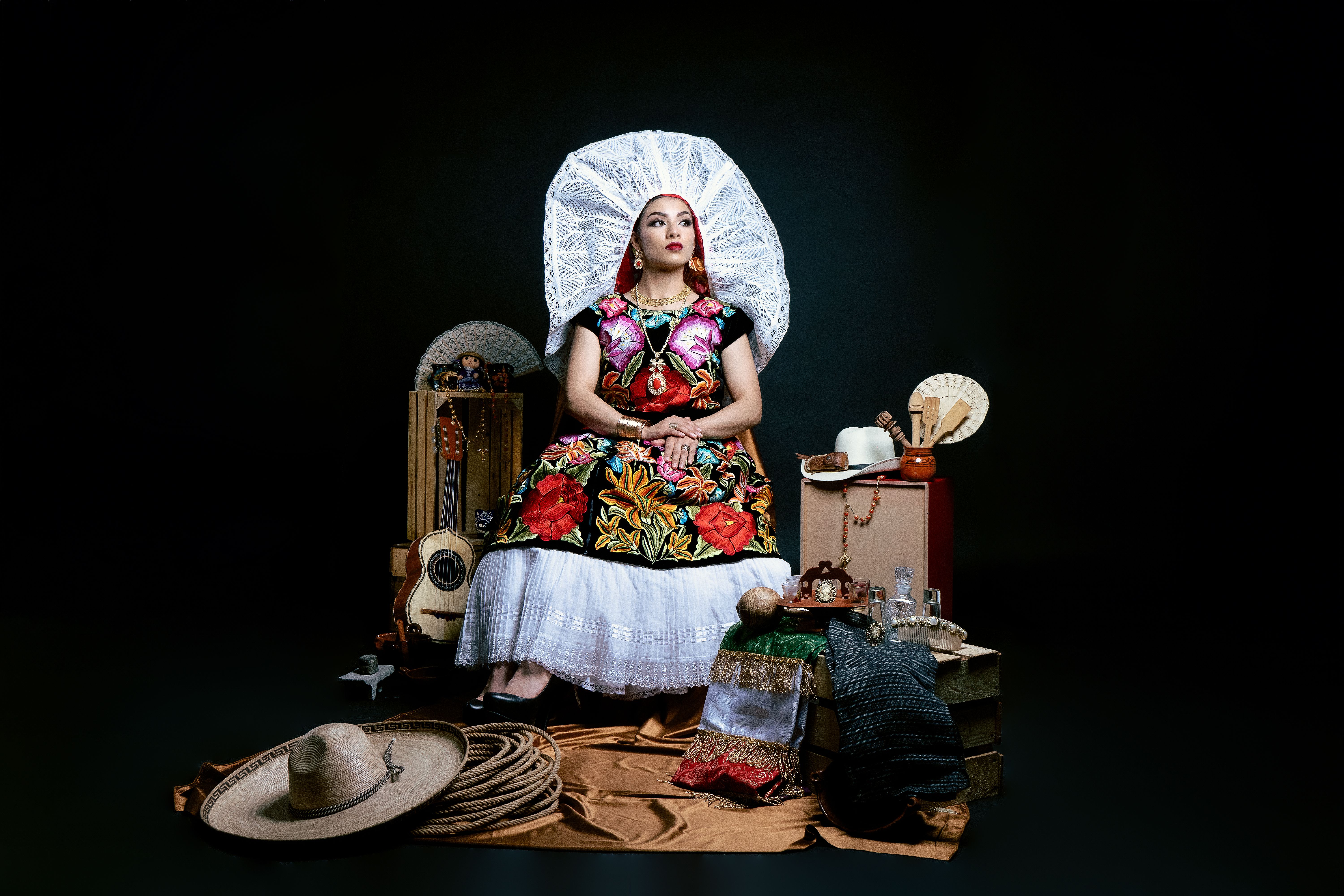 Traditional Mexican Dress with Cultural Artifacts · Free Stock Photo