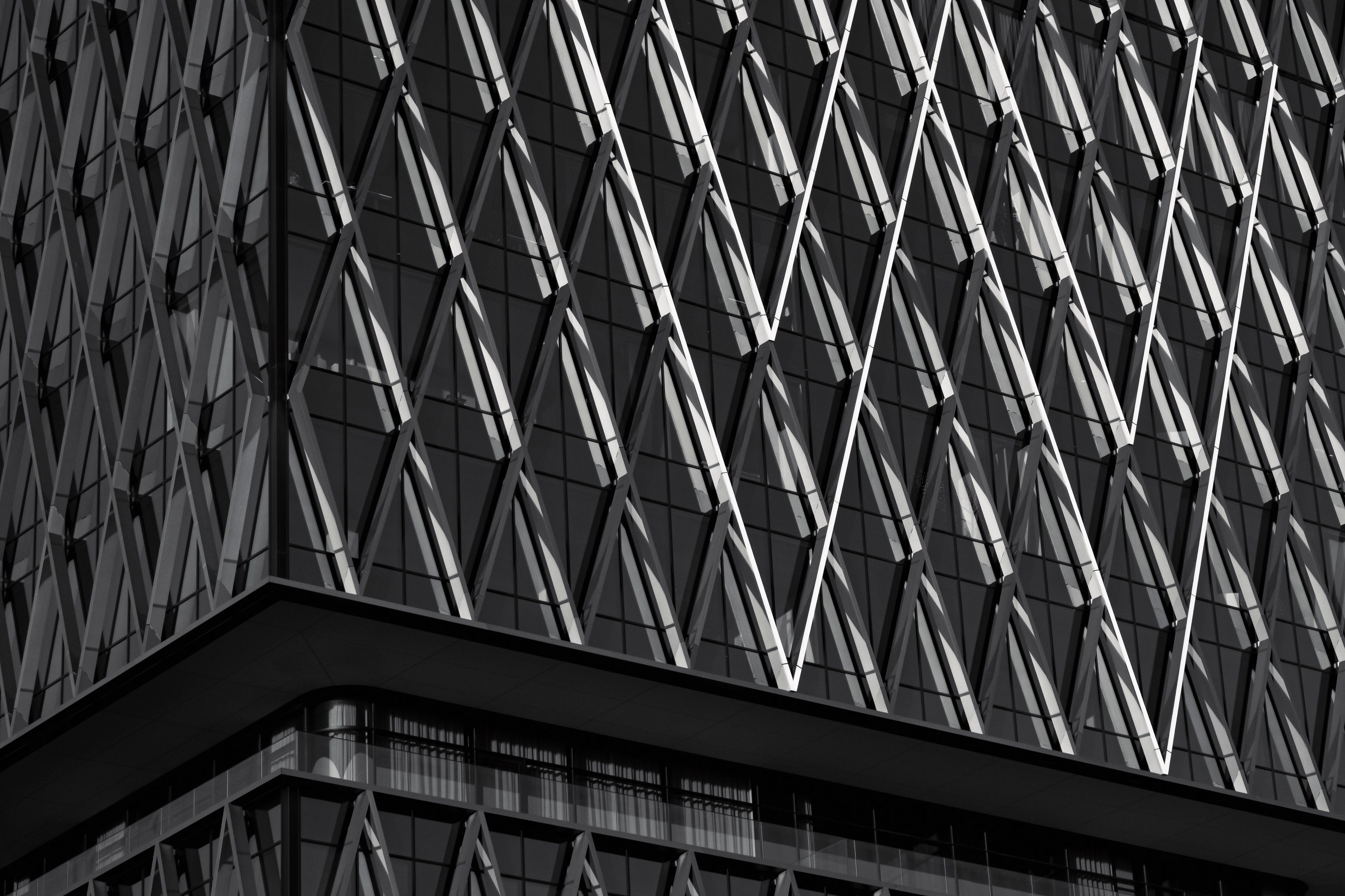 Modern Architectural Facade with Geometric Pattern · Free Stock Photo