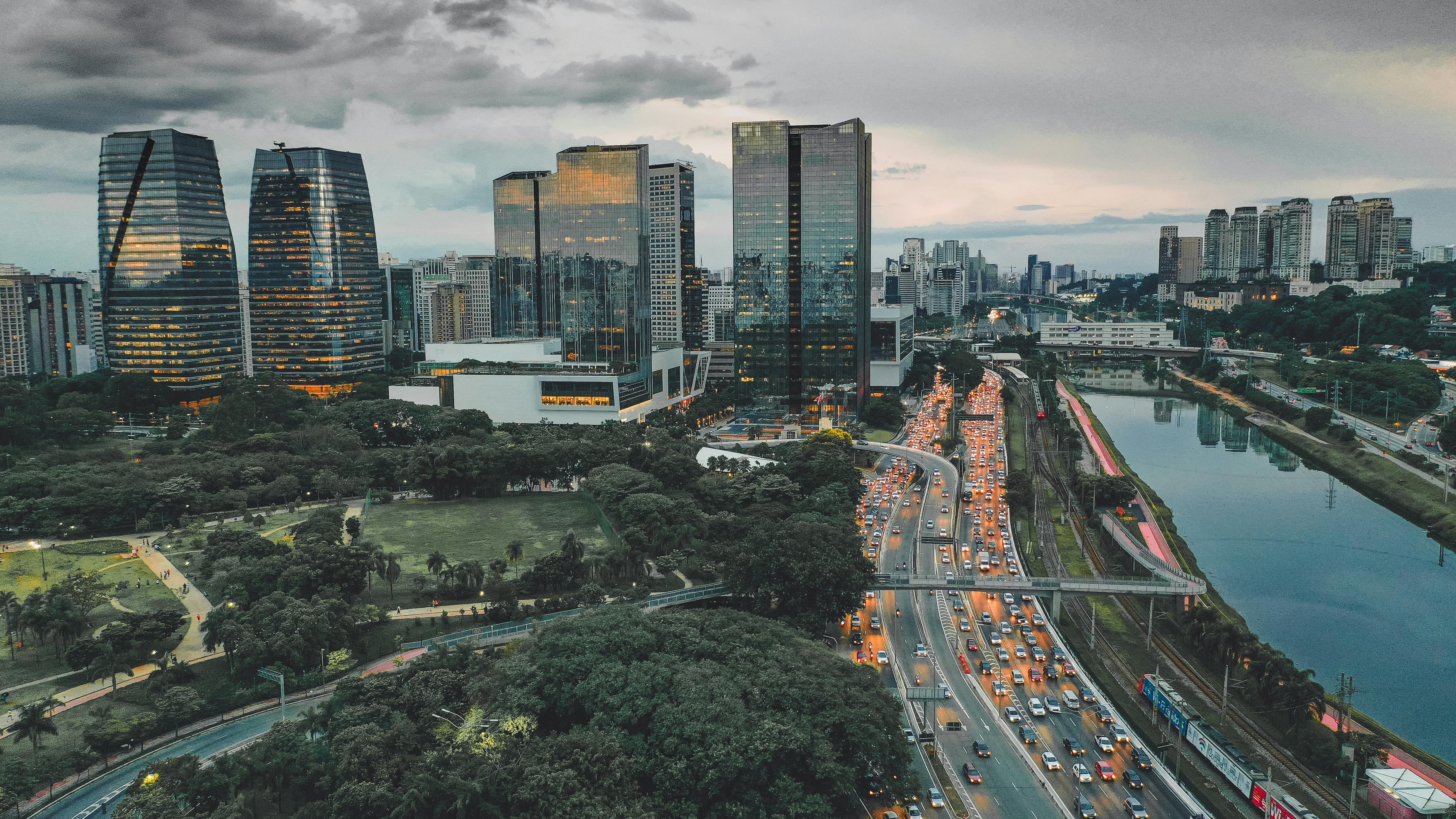 Lighted High-rise Buildings · Free Stock Photo